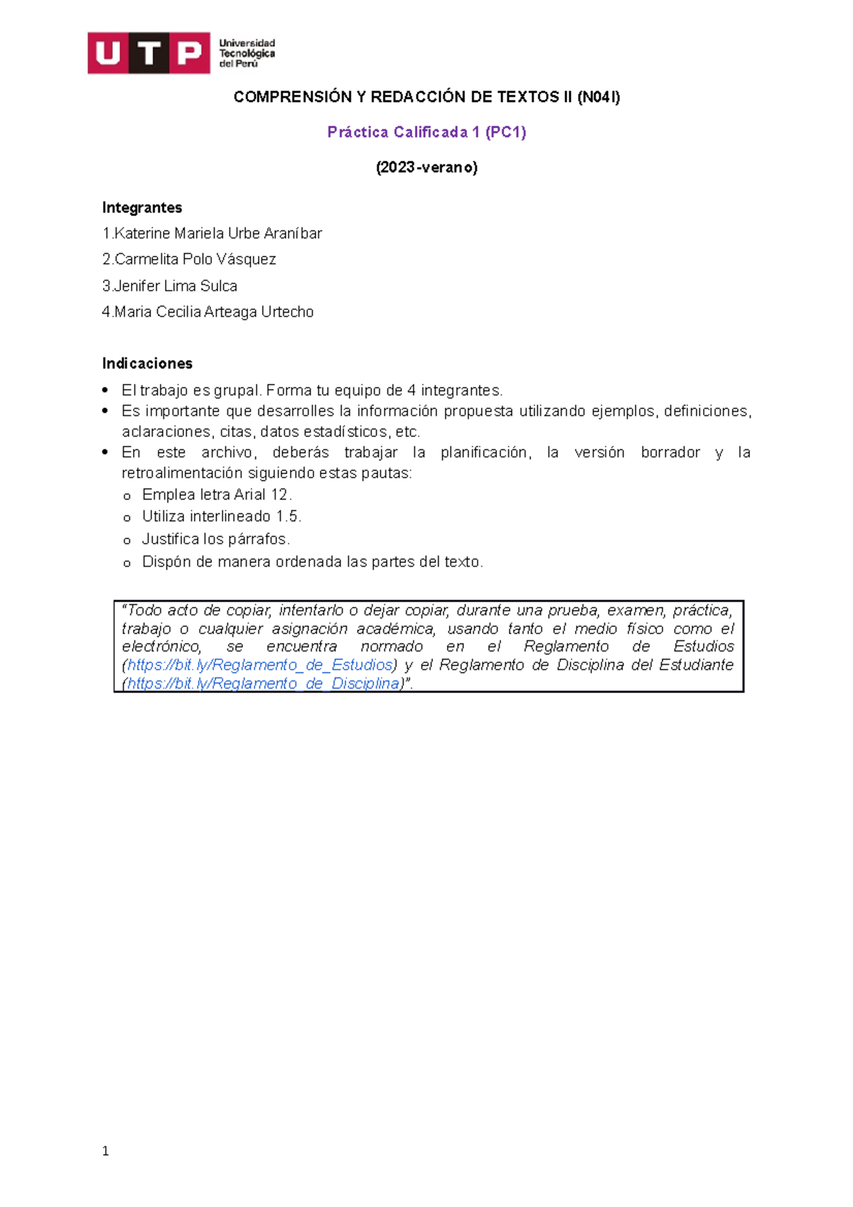 S04 - Práctica Calificada 1 (PC1) esquema-borrador-retro - COMPRENSIÓN Y REDACCIÓN DE TEXTOS II ...
