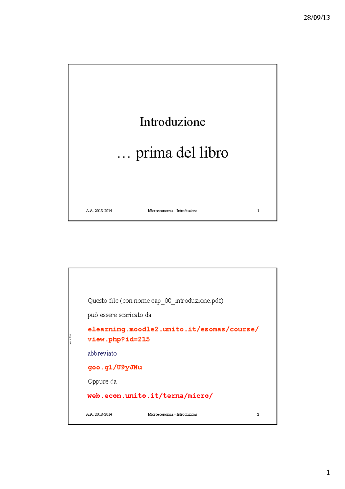 Slides - Introduzione al corso - A. 2013-2014 Microeconomia ...