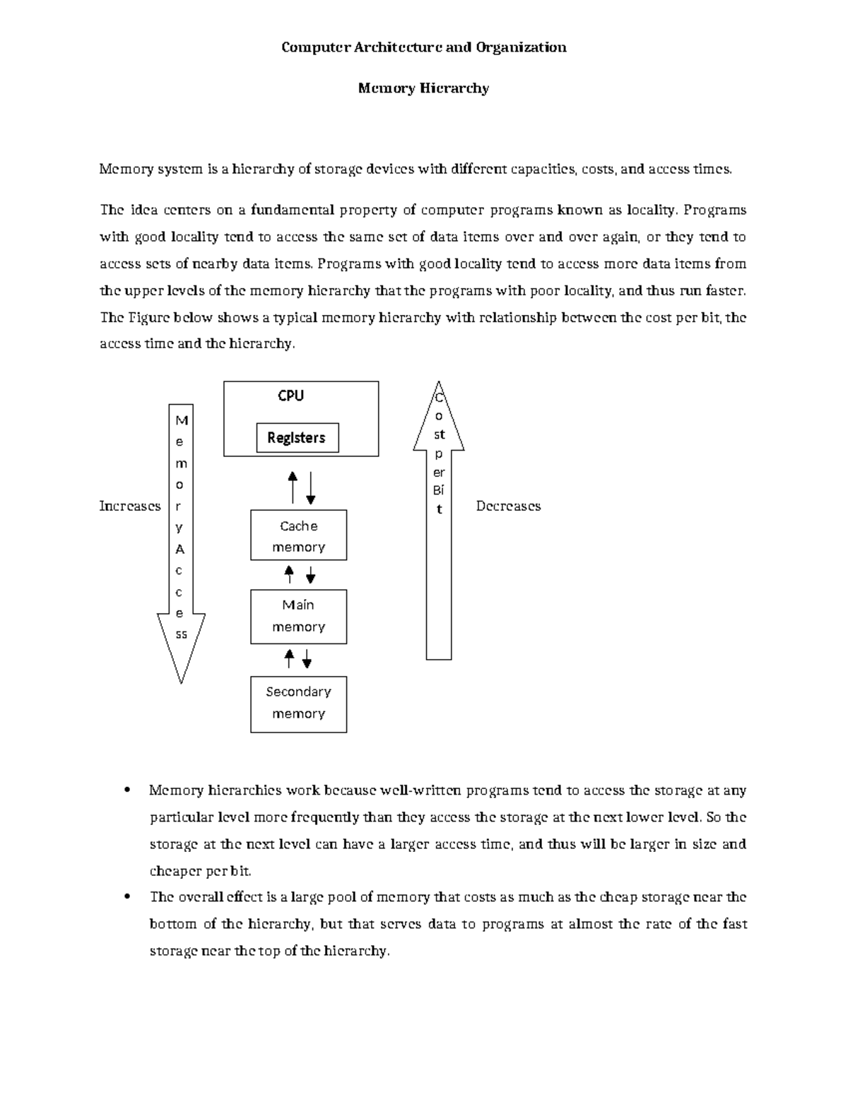 Computer Architecture and Organization Memory Hierarchy - Computer Architecture and Organization ...