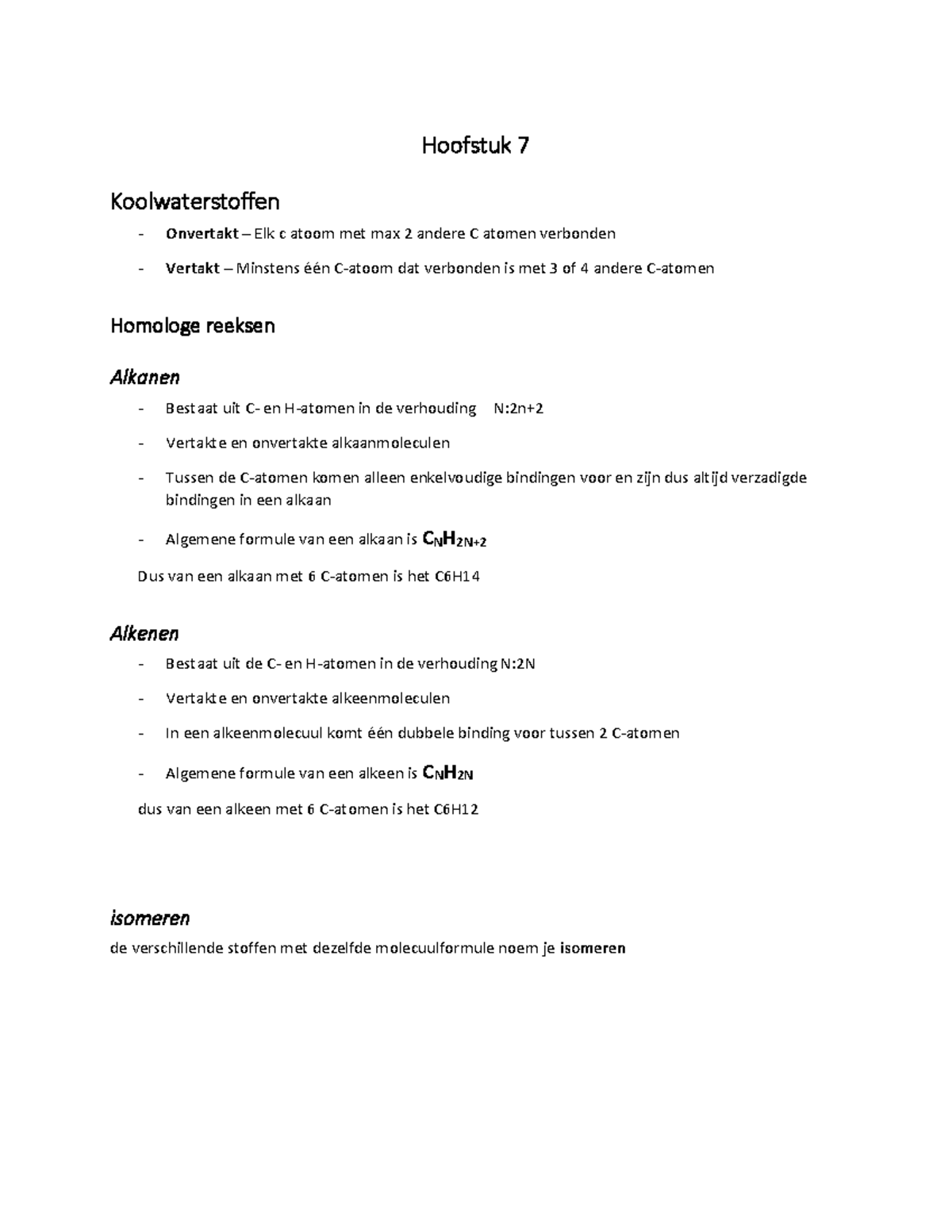 Hoofdstuk 7 Scheikunde - Warning: TT: undefined function: 32 Hoofstuk 7 Koolwaterstoffen ...