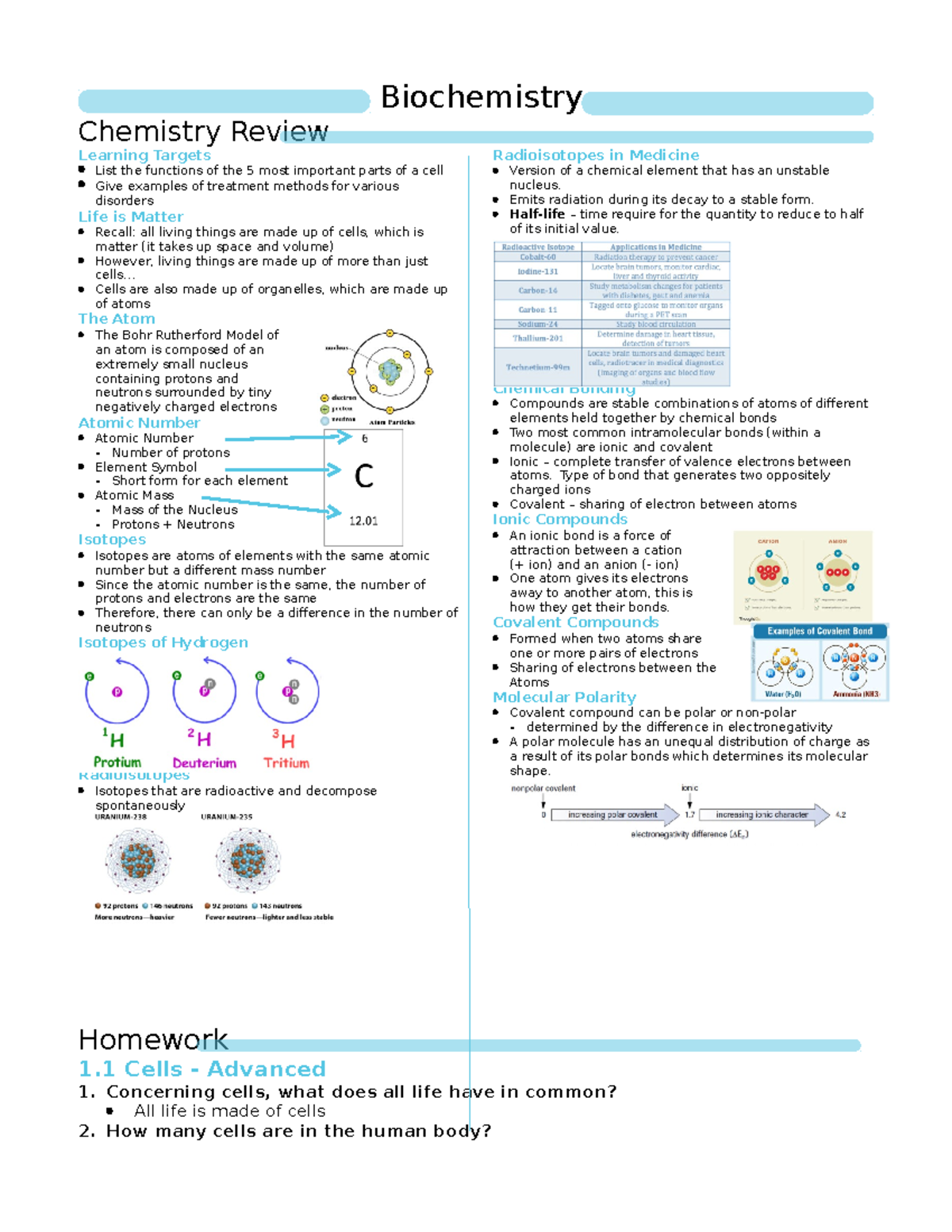 Lesson 2 - Chemistry Review - Biochemistry Chemistry Review Learning ...