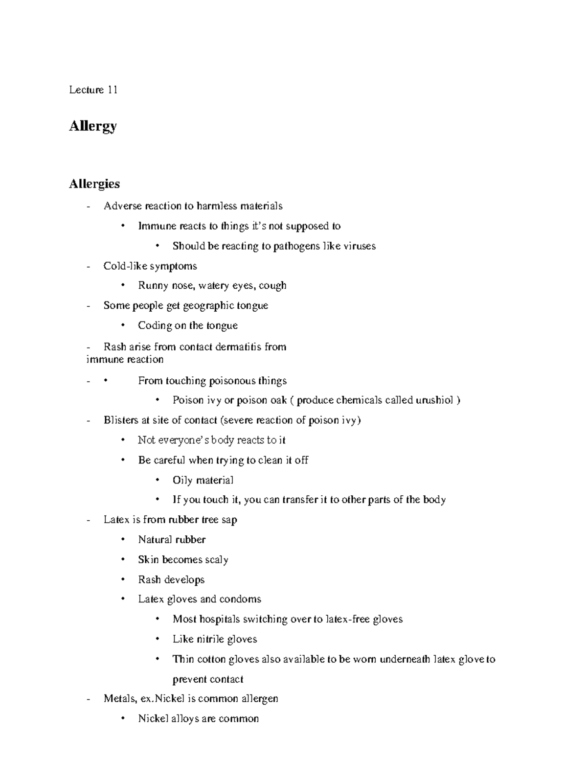 Allergy - Lecture 11 Allergy Allergies Adverse reaction to harmless ...