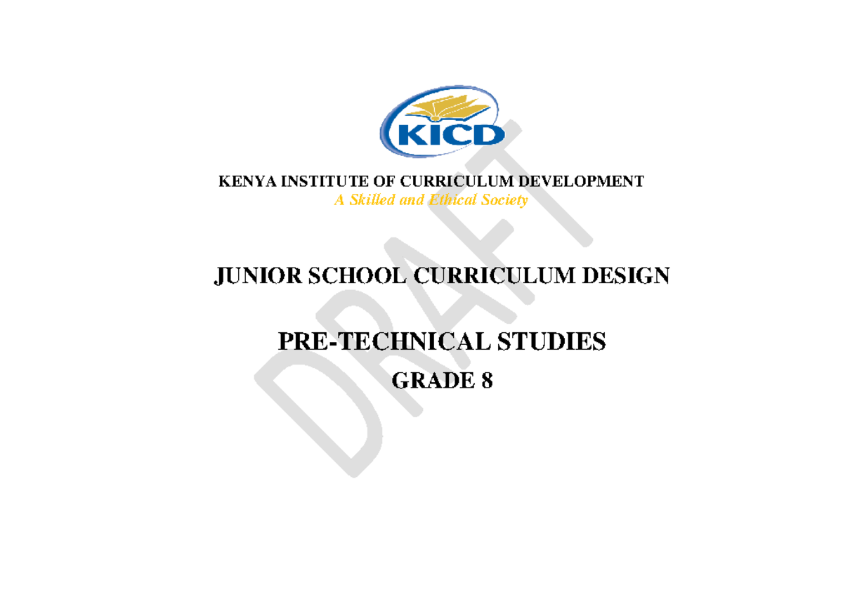 Grade 8 PRE- Technical Studies - KENYA INSTITUTE OF CURRICULUM ...