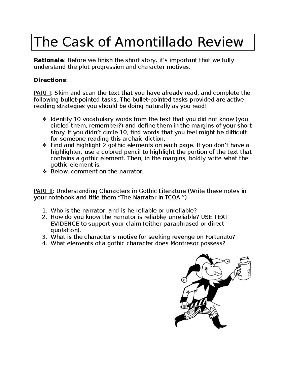 Active Readingfor The Caskof Amontilladoby Edgar Allan Poe-1 - The Cask ...