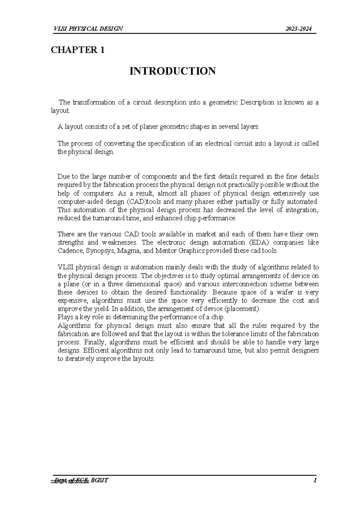 Int - writting notes - Dept. of ECE, BGSIT 1 CHAPTER 1 INTRODUCTION The ...