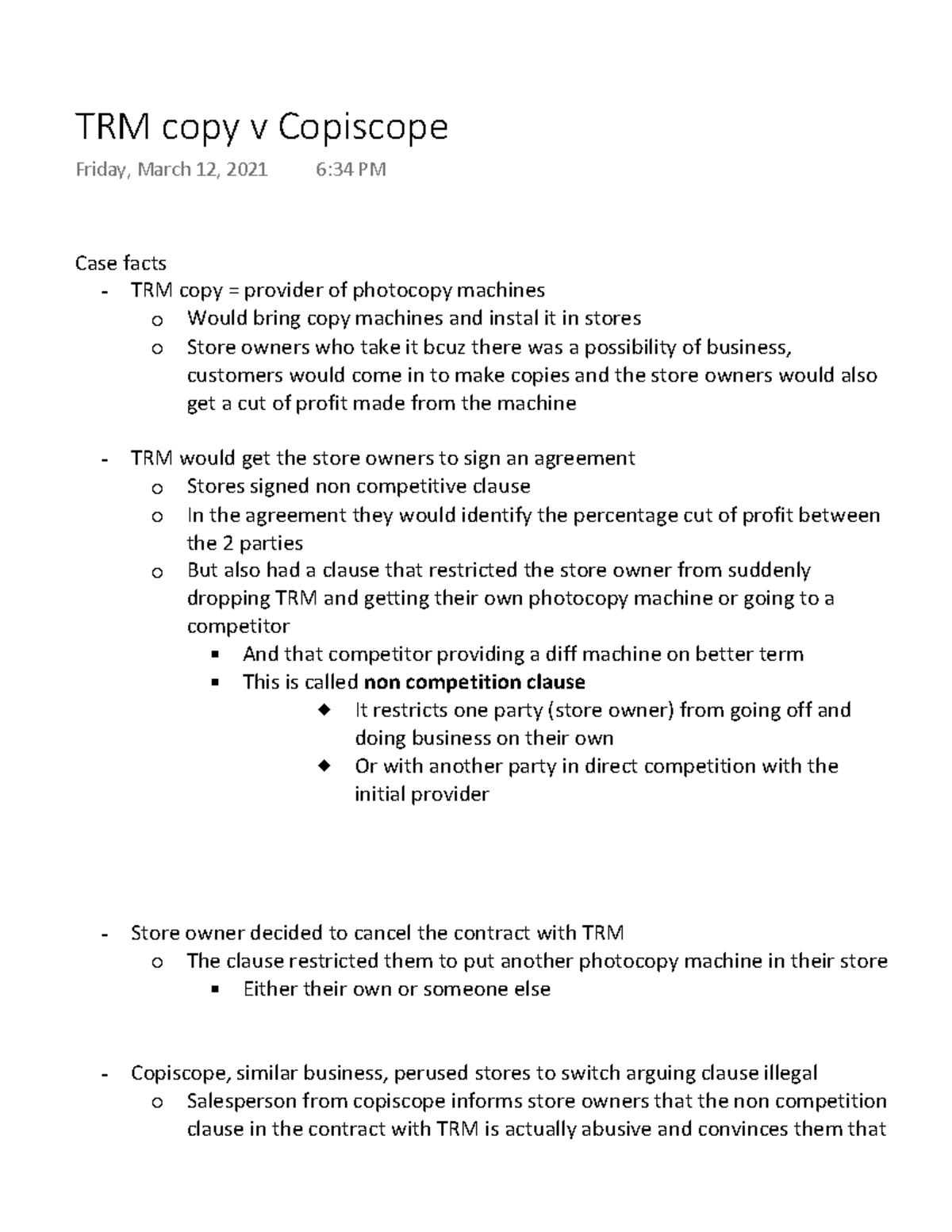 TRM copy v Copiscope - Case facts TRM copy = provider of photocopy machines ï Would bring copy ...