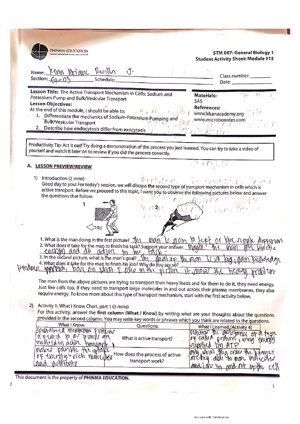 STM 007 - Module 15 C1-03 Revilla - PHINMA EDUCATION STM 007: General Biology 1 MAKING 10TS ...