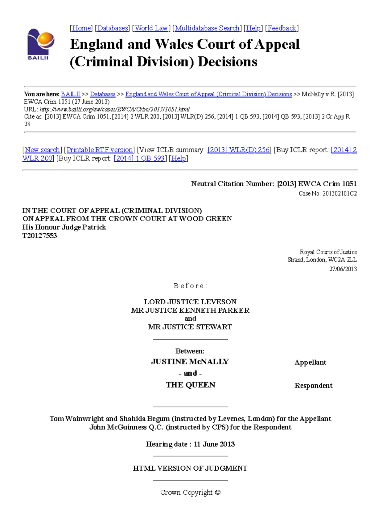 Www-bailii-org-ew-... - [Home] [Databases] [World Law] [Multidatabase ...