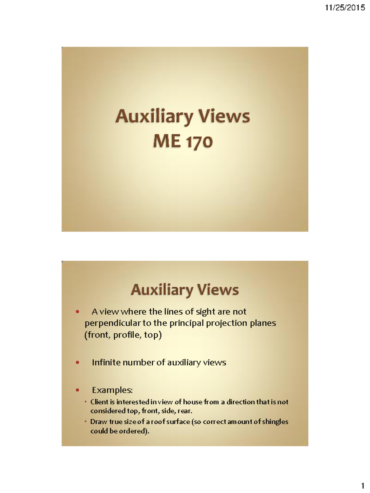 Auxiliary views - Aux view drawings - A view where the lines of sight ...
