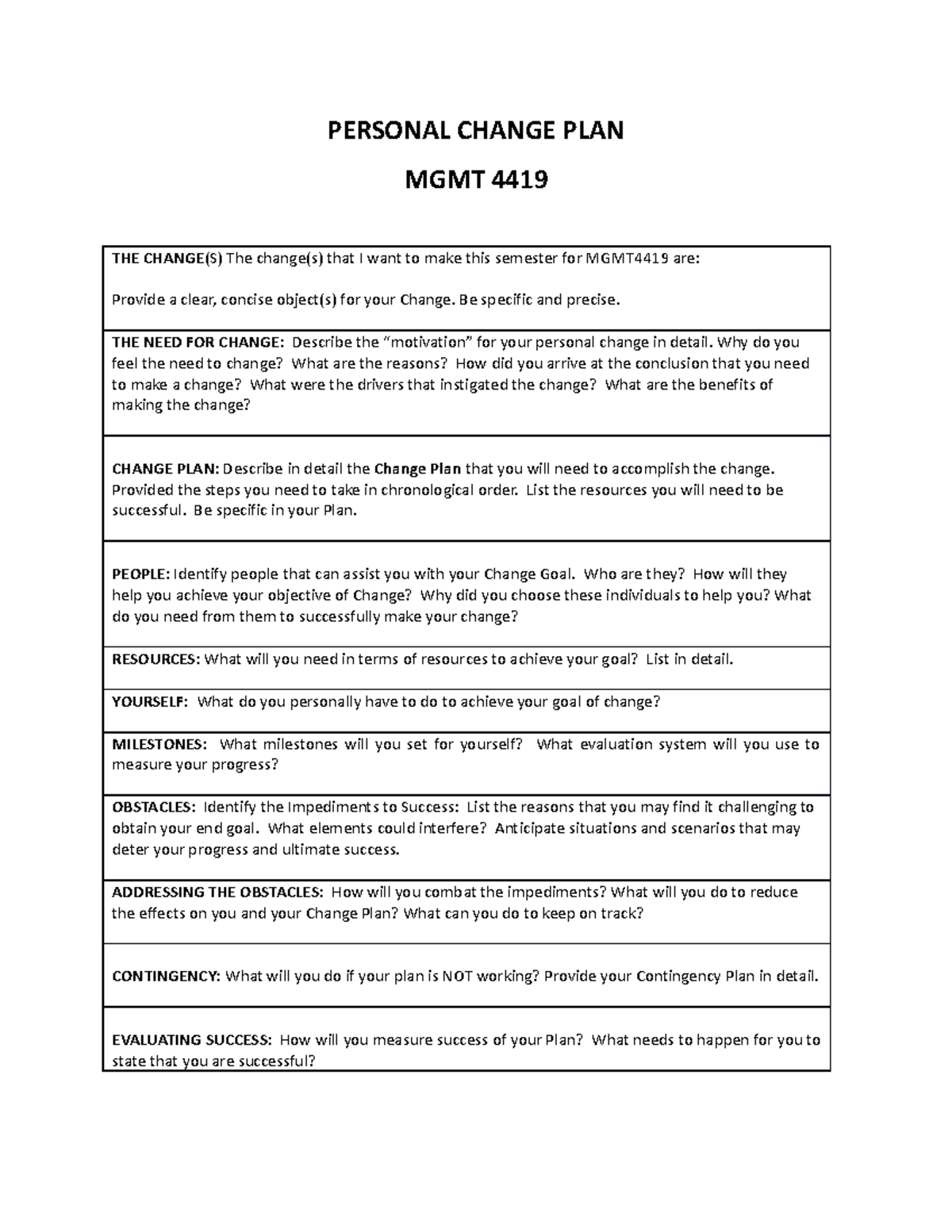 Personal Change Plan 4419 - PERSONAL CHANGE PLAN MGMT 4419 THE CHANGE(S ...