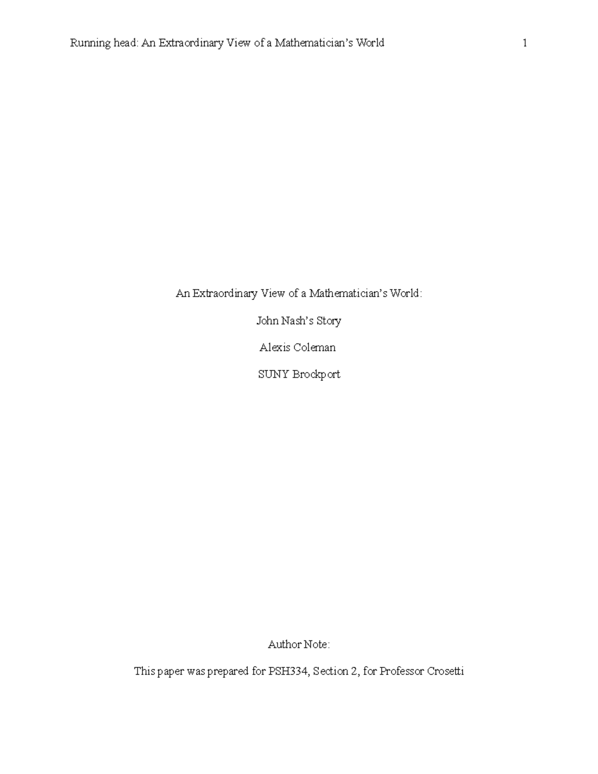 Movie Analysis of A Beautiful Mind - An Extraordinary View of a ...