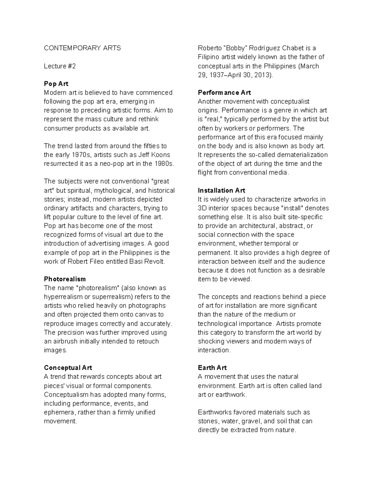 Contemporary Arts (GR12) - CONTEMPORARY ARTS Lecture # Pop Art Modern ...