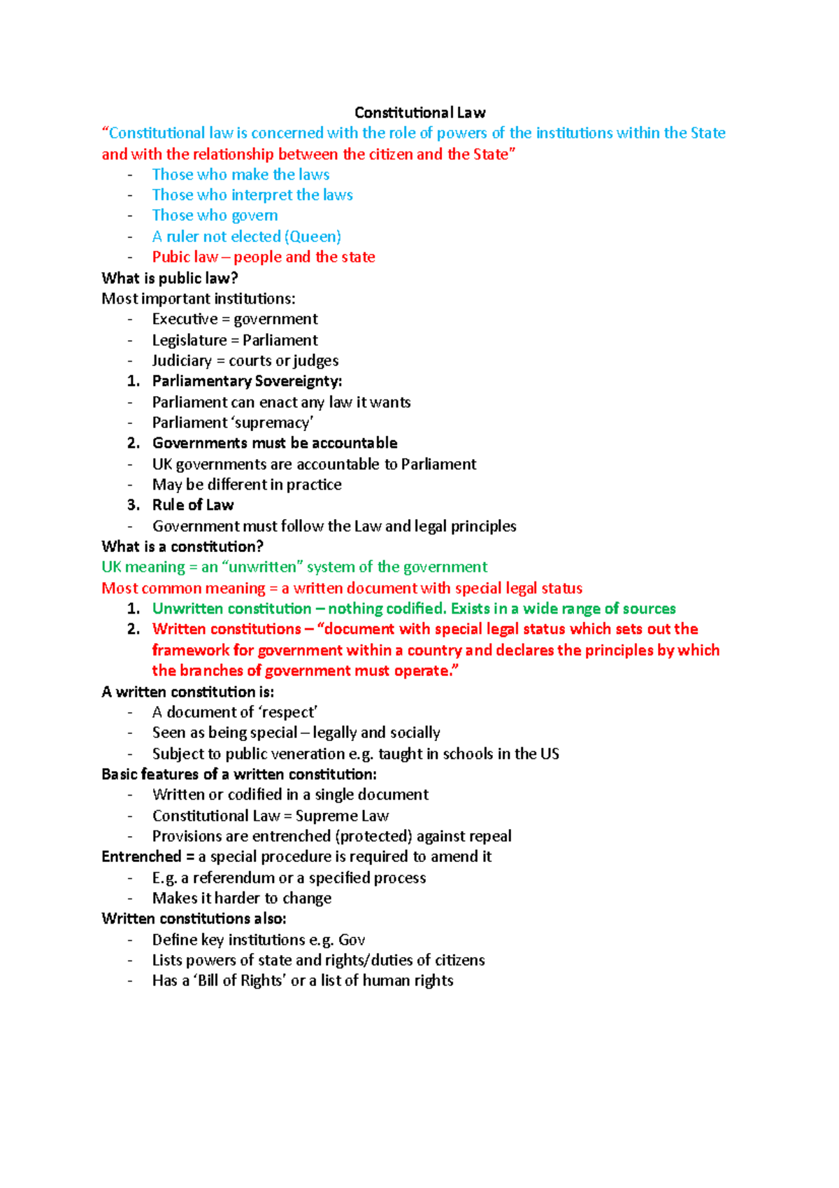 Constitutional Law - Constitutional Law “Constitutional law is ...