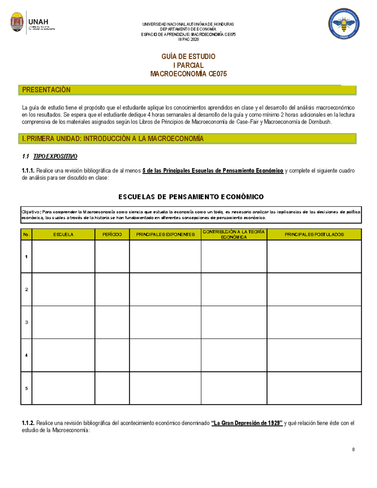 Guía de Estudio Macroeconomía I Parcial III PAC 2020 - DEPARTAMENTO DE ECONOMÍA ESPACIO DE - Studocu