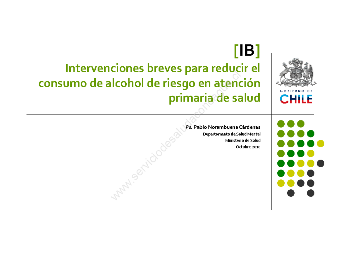 Intervenciones breves en alcohol - [IB] Intervenciones breves para ...