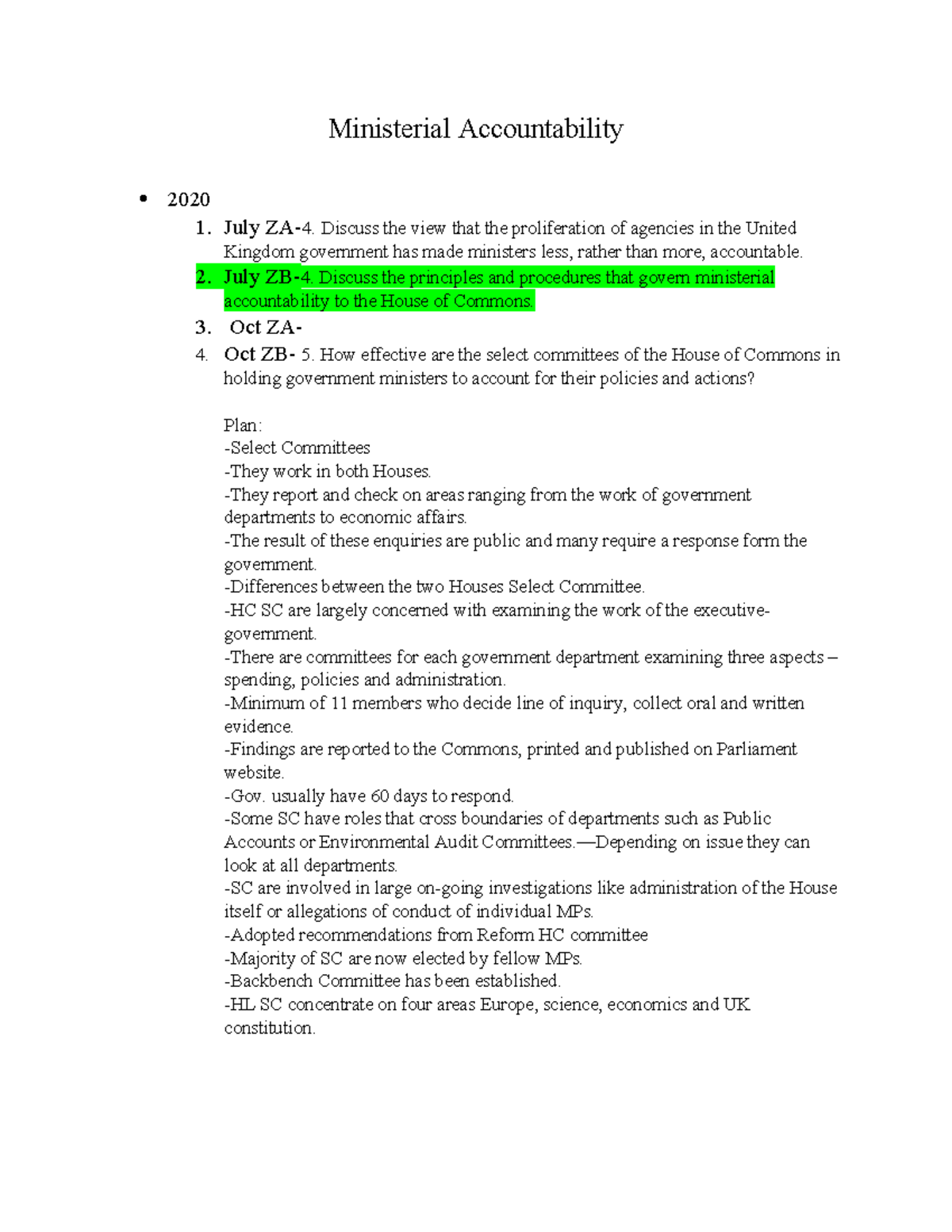 Ministerial Accountability - July ZA-4. Discuss the view that the ...