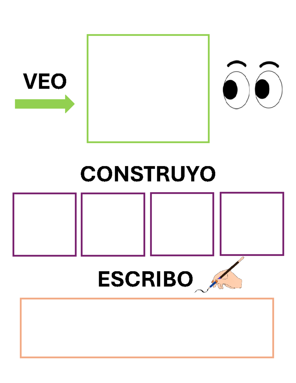 VEO, Construyo Y Escribo Plantilla - Intervención en niños y ...