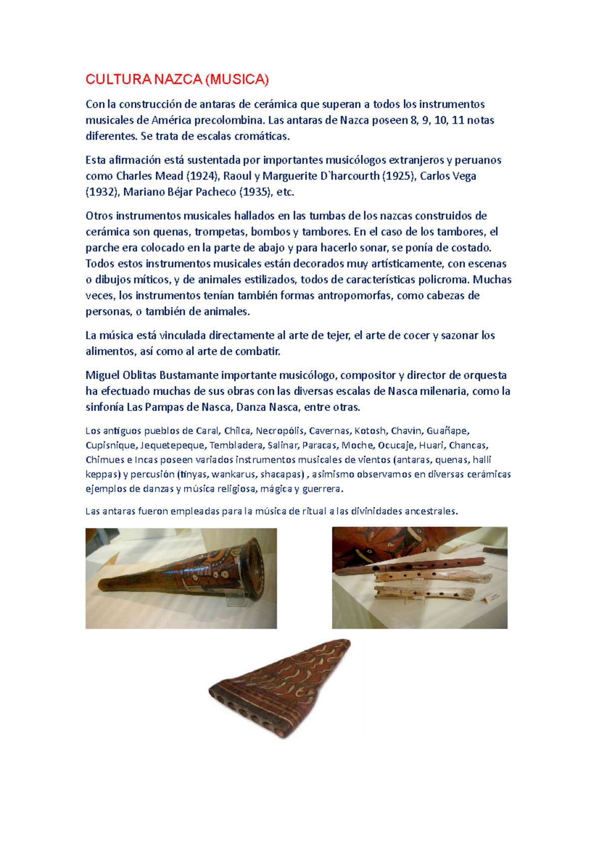 Cultura Nazca (musica) - CULTURA NAZCA (MUSICA) Con la construcción de ...