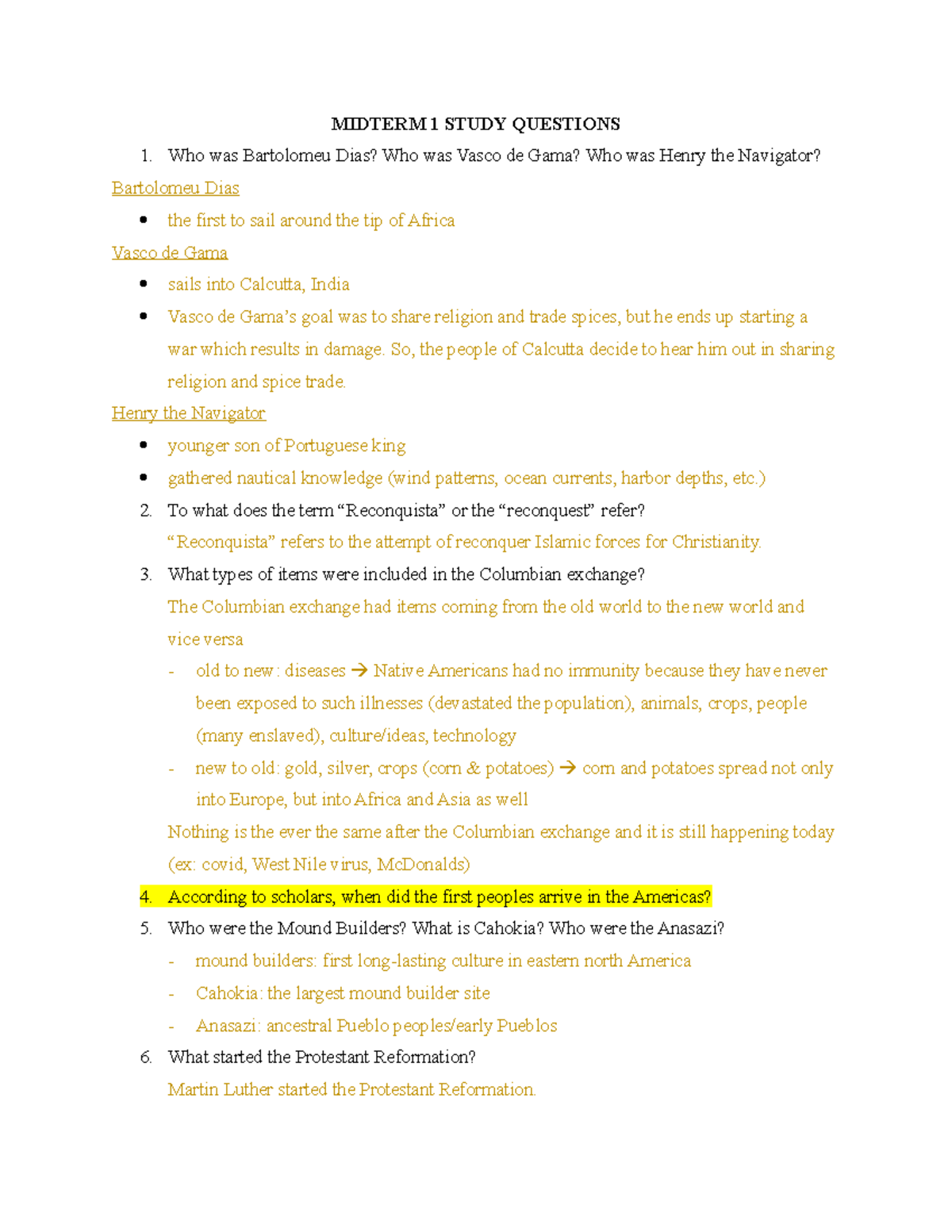 Midterm 1 study questions - MIDTERM 1 STUDY QUESTIONS Who was ...