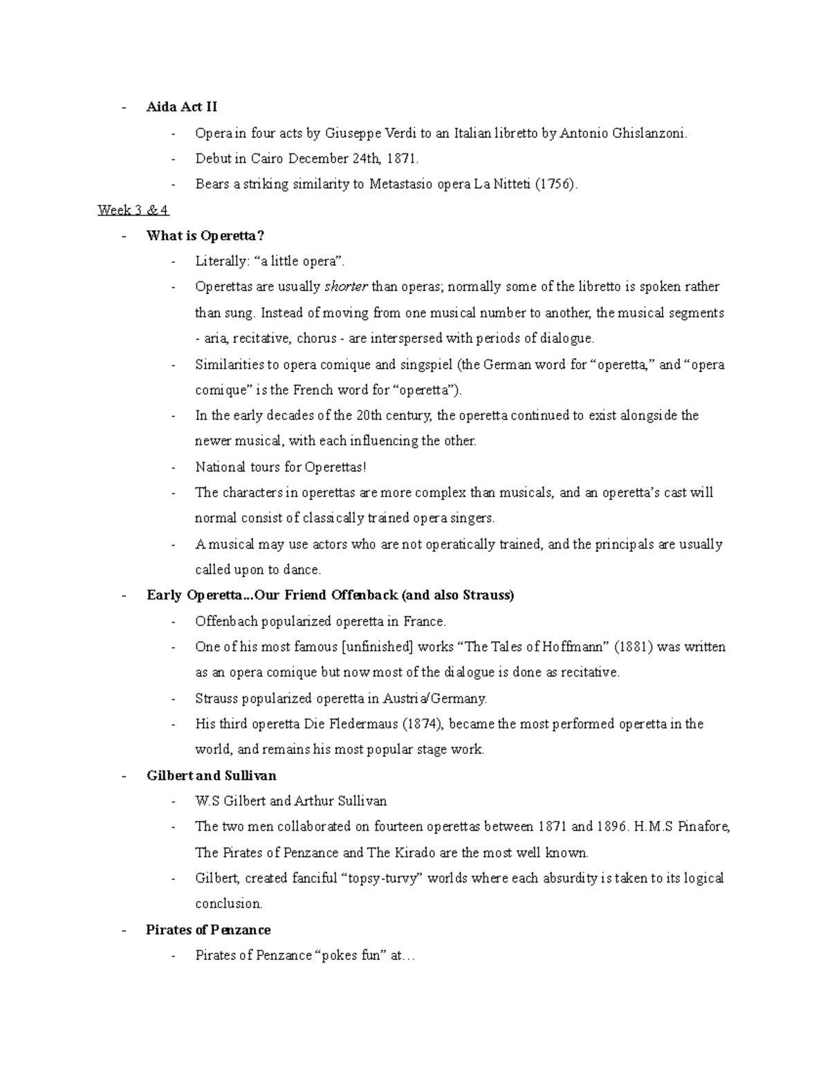 Theatre History Notes 4 - Aida Act II Opera in four acts Giuseppe Verdi ...