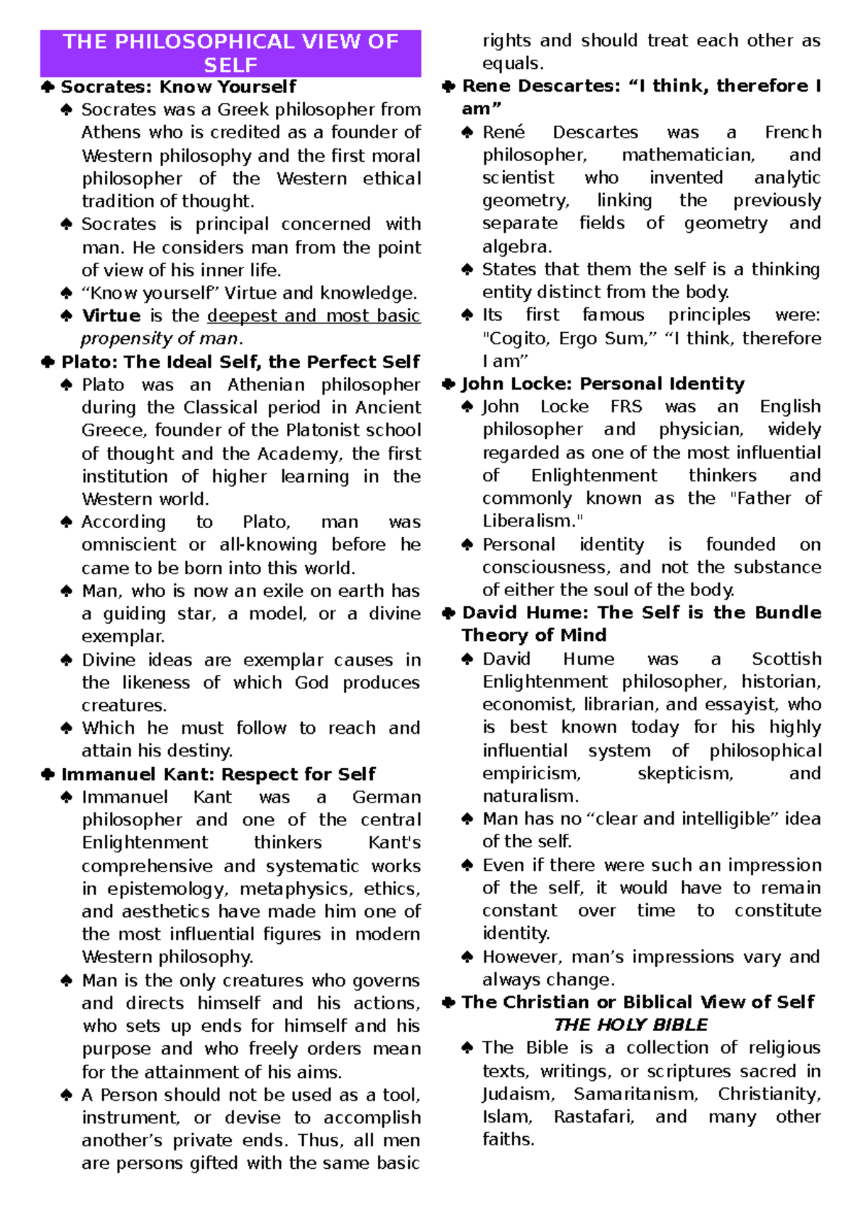 US101 - unders - THE PHILOSOPHICAL VIEW OF SELF Socrates: Know Yourself ...