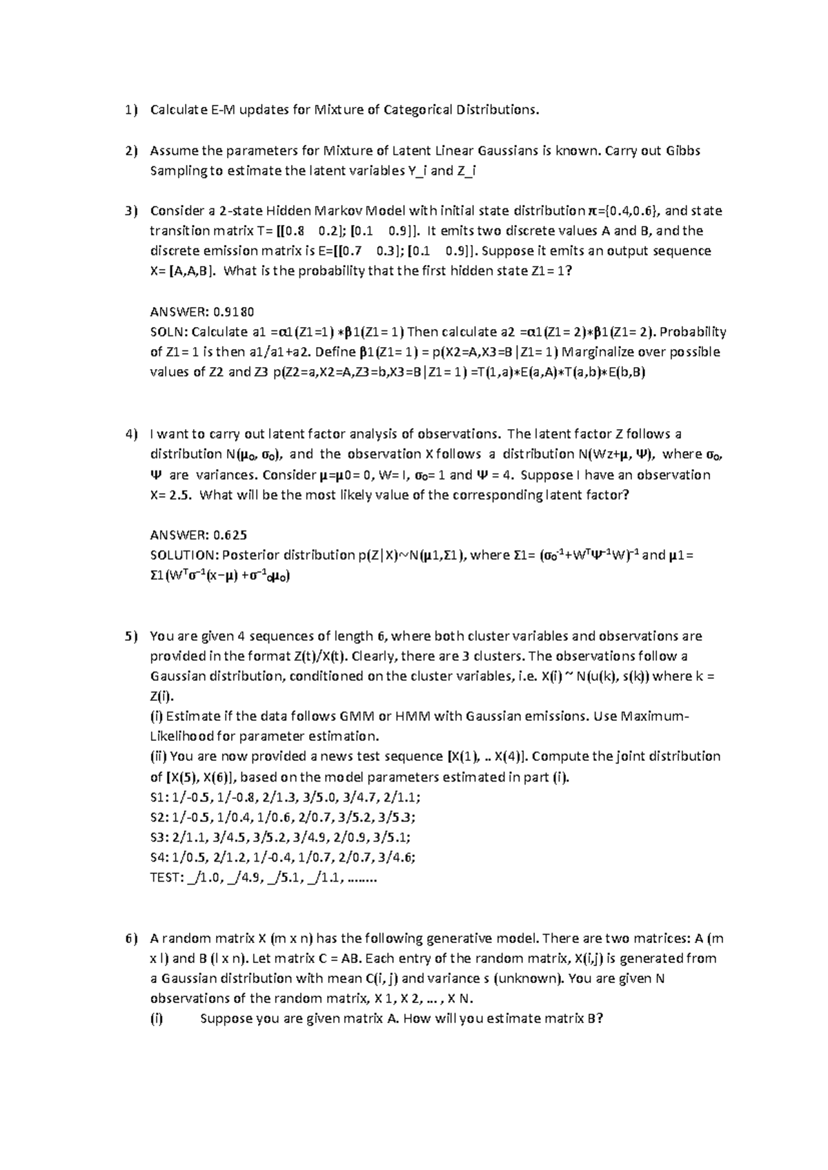 Practice Problems Module 3 4 - Calculate E-M updates for Mixture of ...