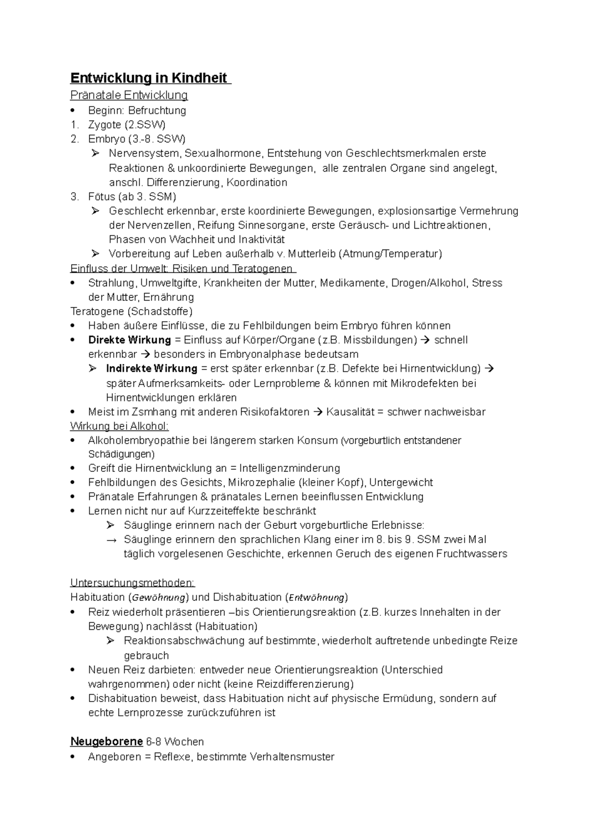 10. Entwicklung in Kindheit - Entwicklung in Kindheit Pränatale ...