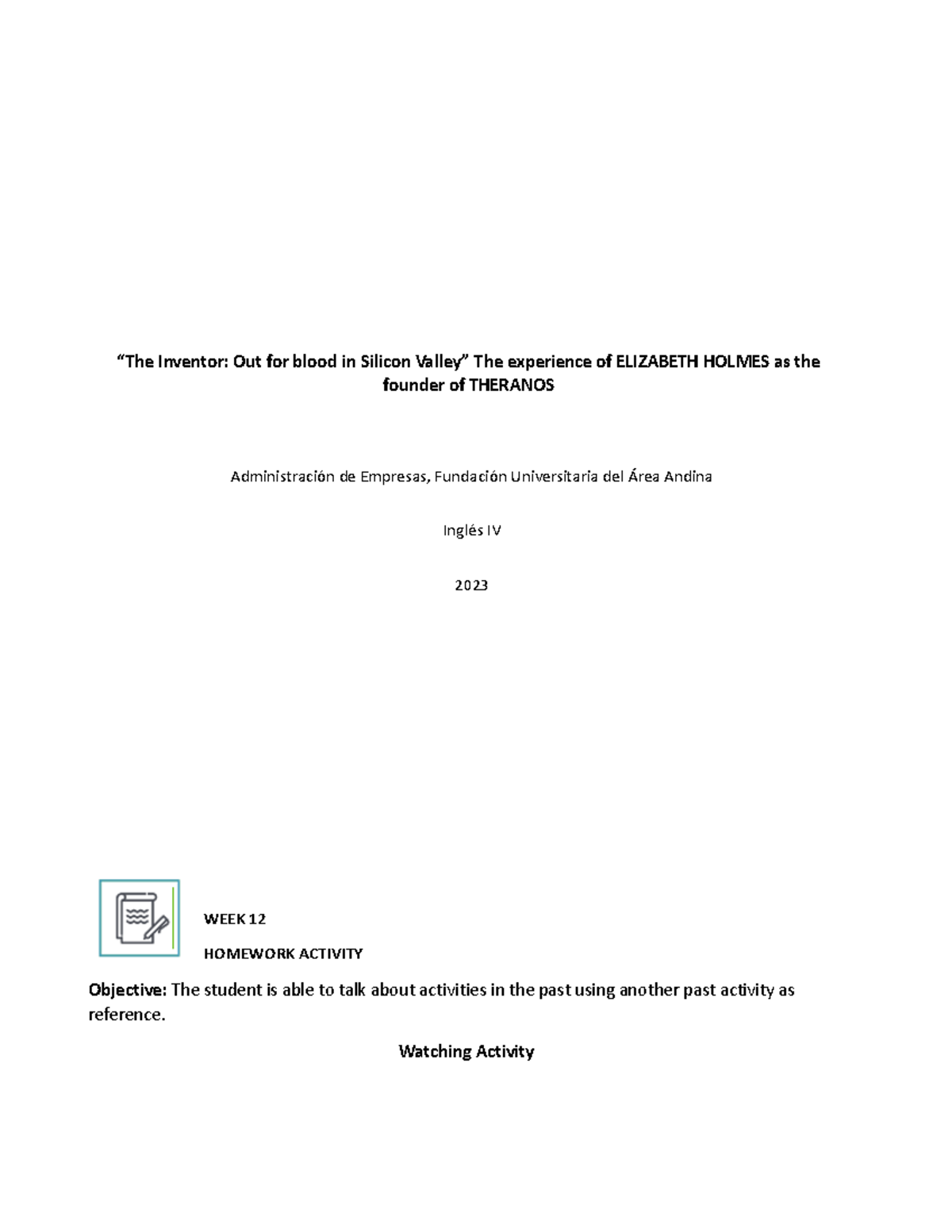 Inglés IV - Theranos - “The Inventor: Out for blood in Silicon Valley ...