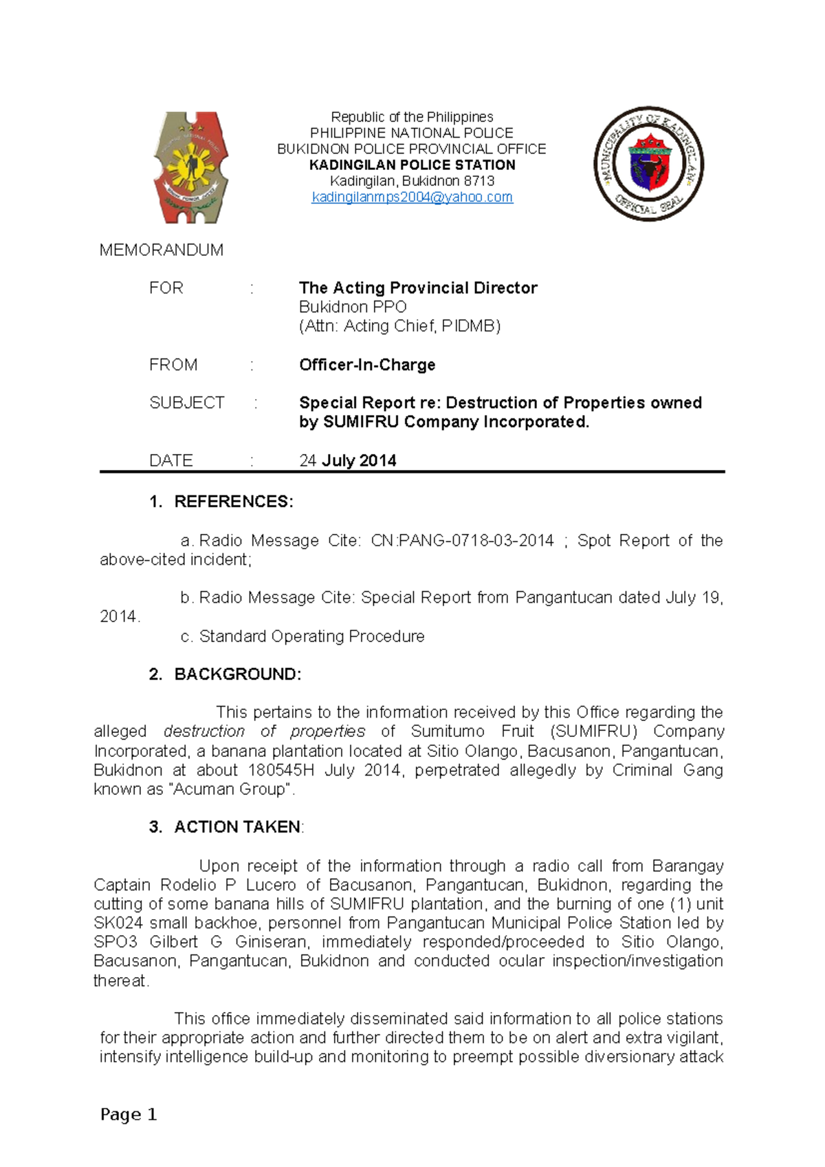 268438278 Sample Special Report - Republic of the Philippines ...