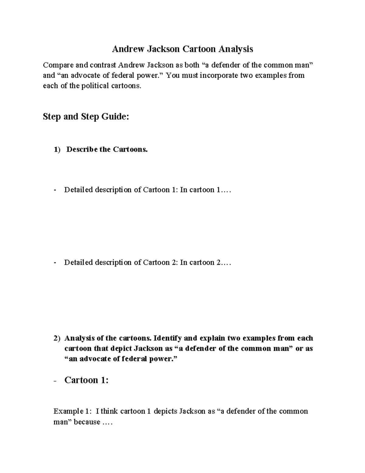 Act 1.1. Jackson's Presidency - Andrew Jackson Cartoon Analysis Compare ...