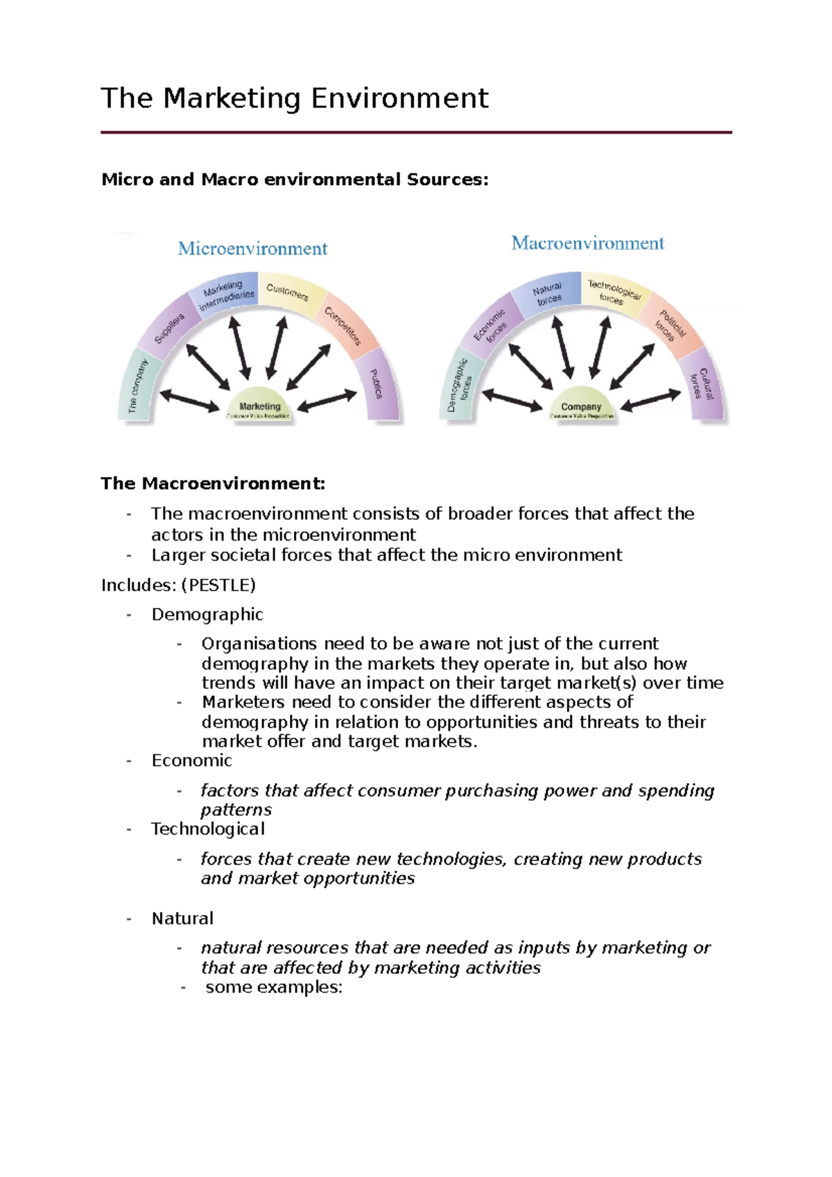 Lecture 2 - MARK101 - The Marketing Environment Micro and Macro ...