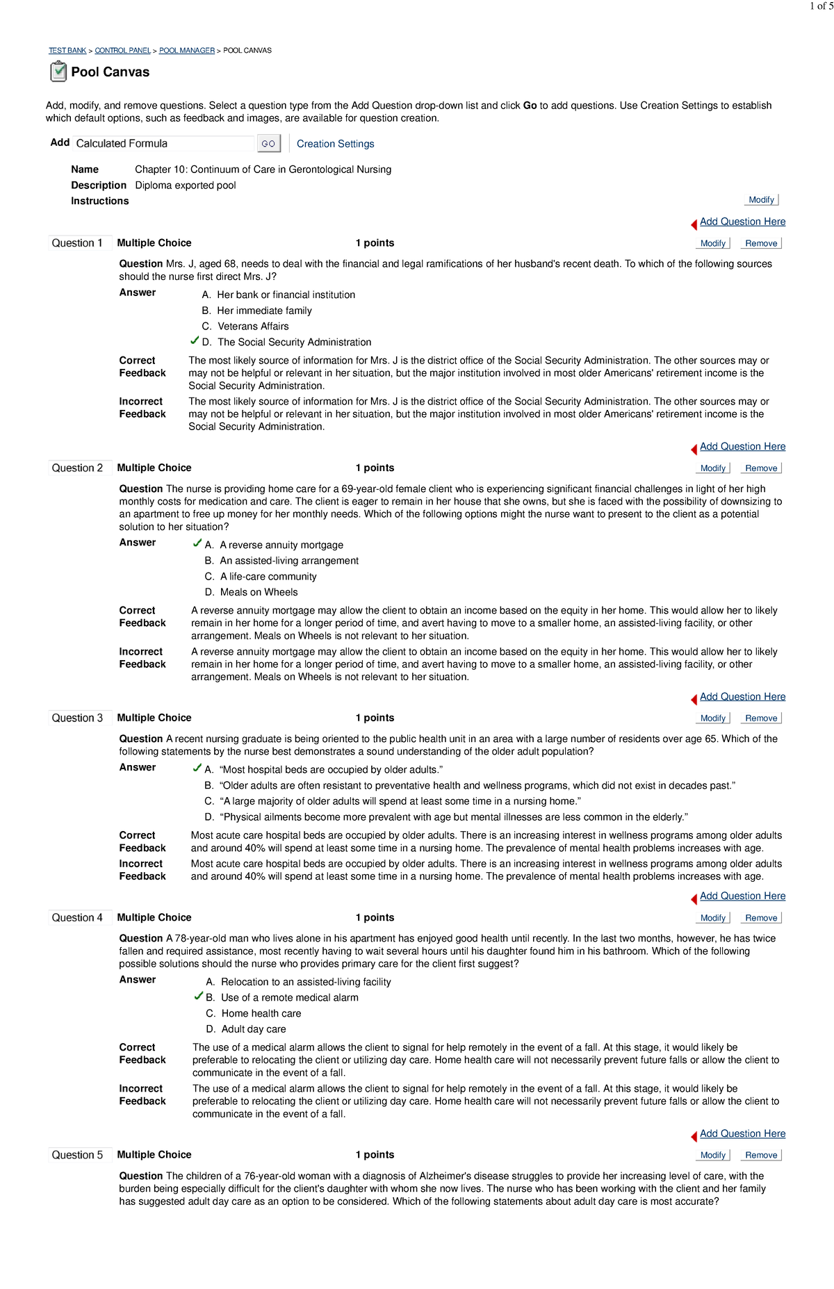 10 - Gerontology test bank - TEST BANK > CONTROL PANEL > POOL MANAGER ...