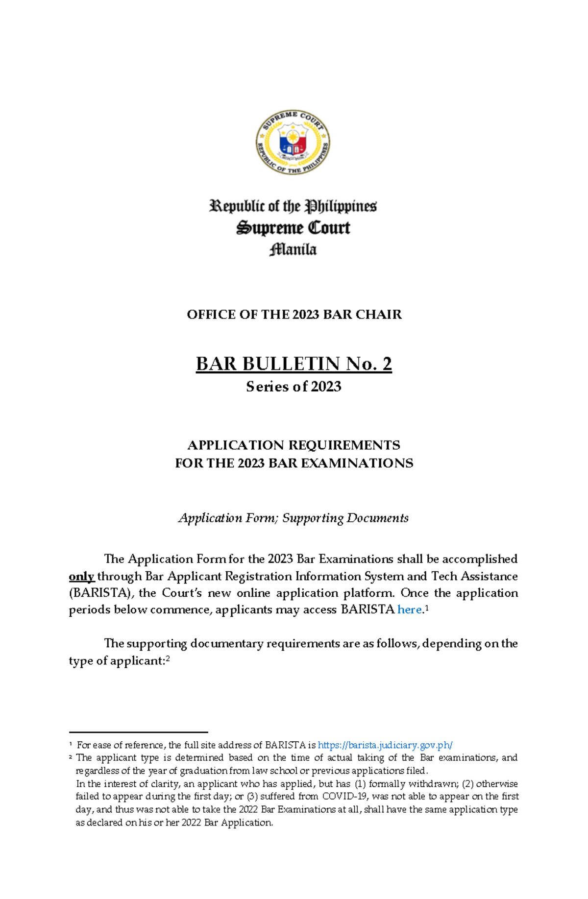 [Dec 15] BB 2 2023 - Bar Exam Bulletin - OFFICE OF THE 2023 BAR CHAIR ...