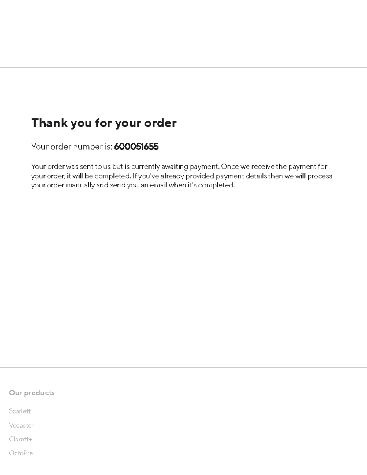 Order Confirmation - Focusrite - Your order number is: 600051655 Your ...