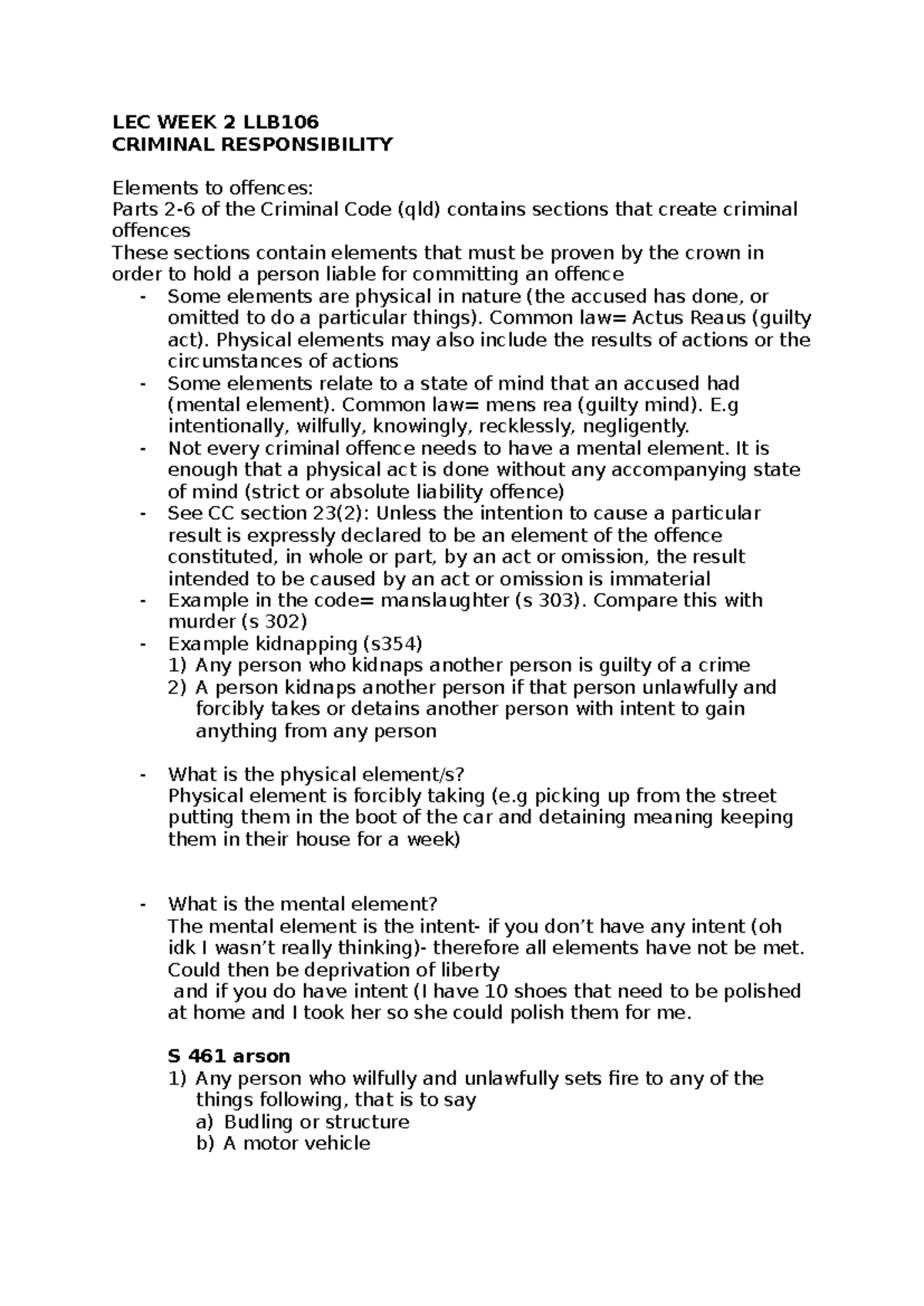 LEC WEEK 2 LLB106 - Lecture notes week 2 - LEC WEEK 2 LLB CRIMINAL ...