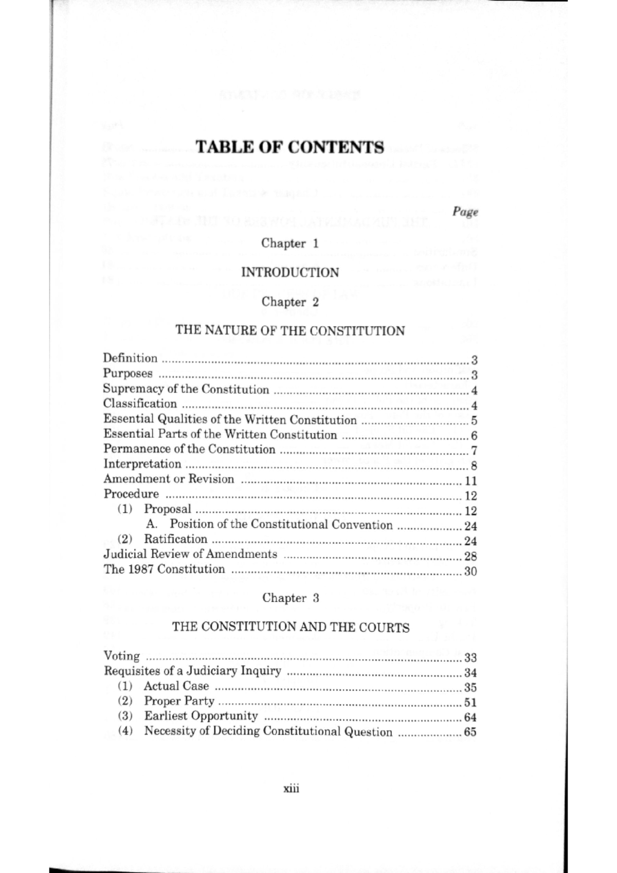 Consti Law 2, Chapters 1-2 (Cruz, Vol. III) - TABLE OF CONTENTS Page Chapter 1 INTRODUCTION ...