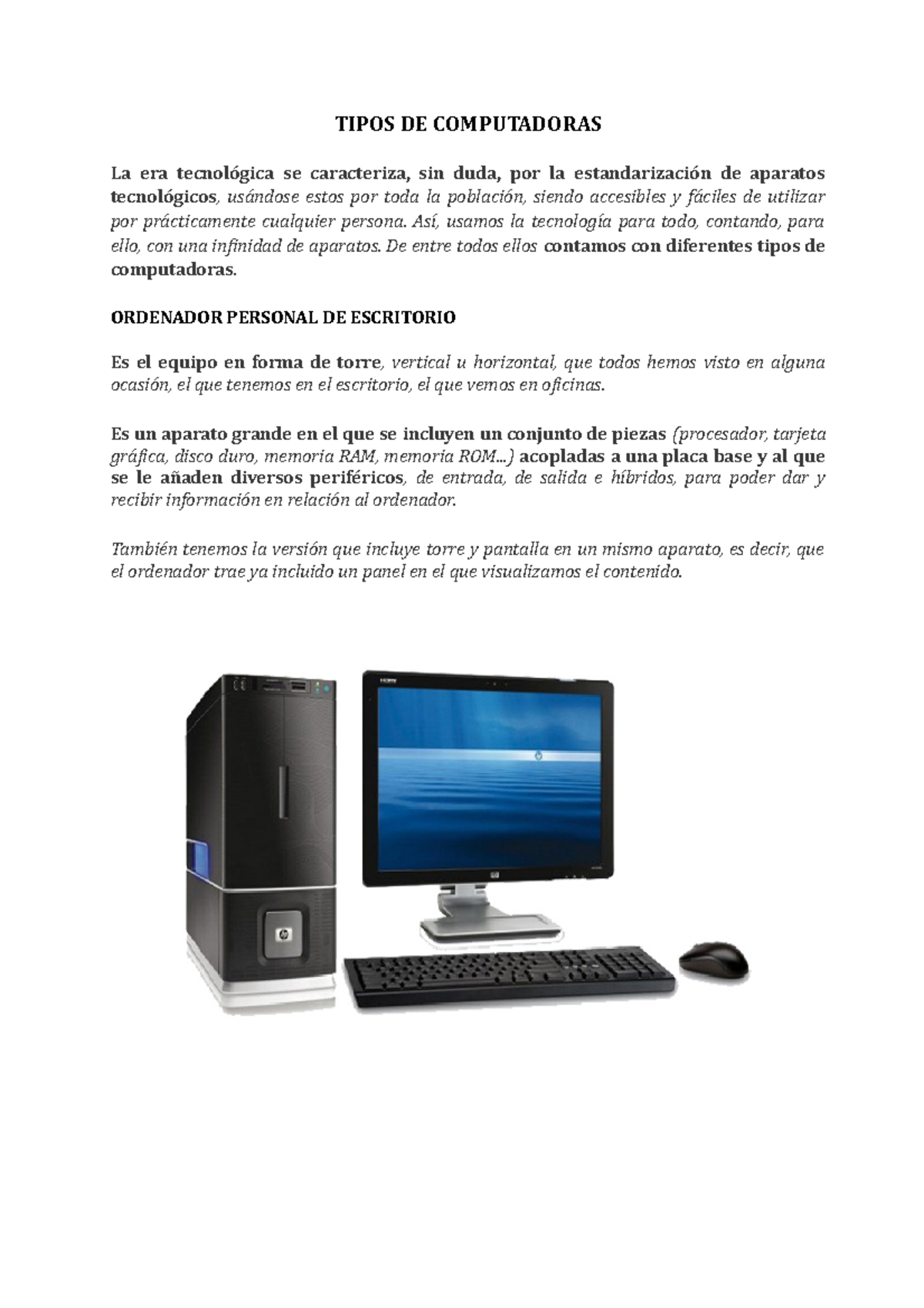 Tipos DE Computadoras - TIPOS DE COMPUTADORAS La era tecnológica se ...