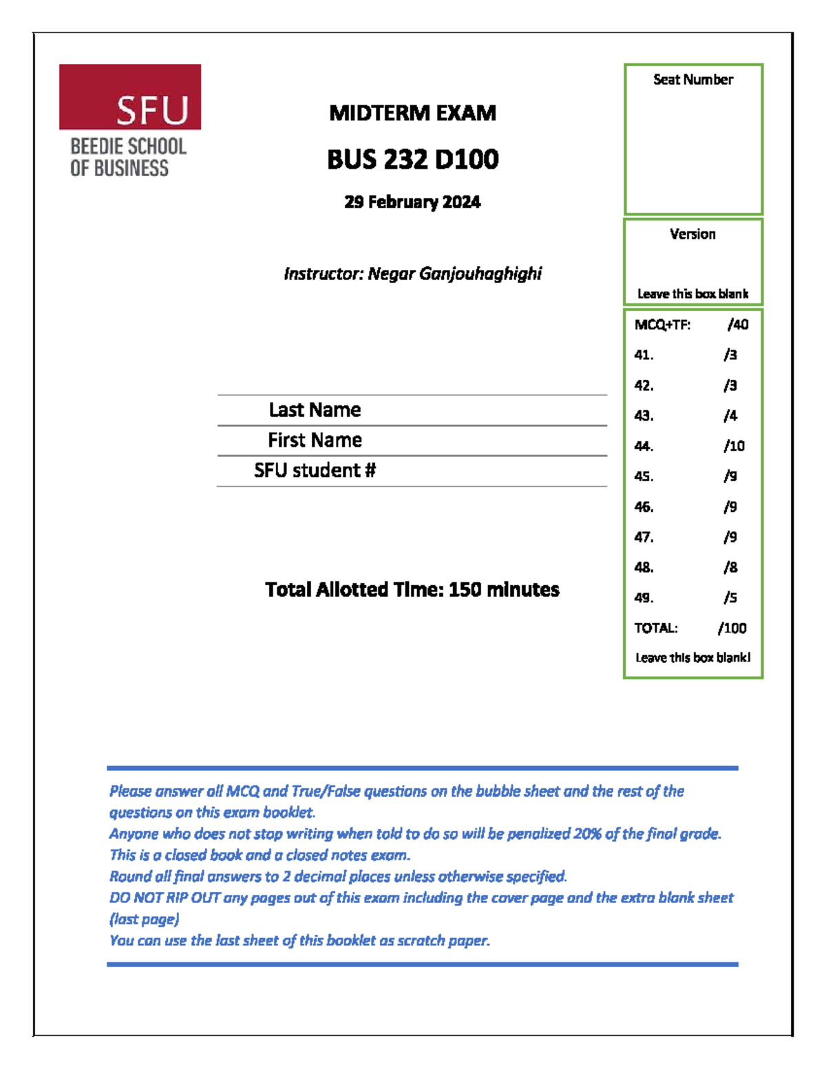 Formula sheet and Tables d100 - Studocu