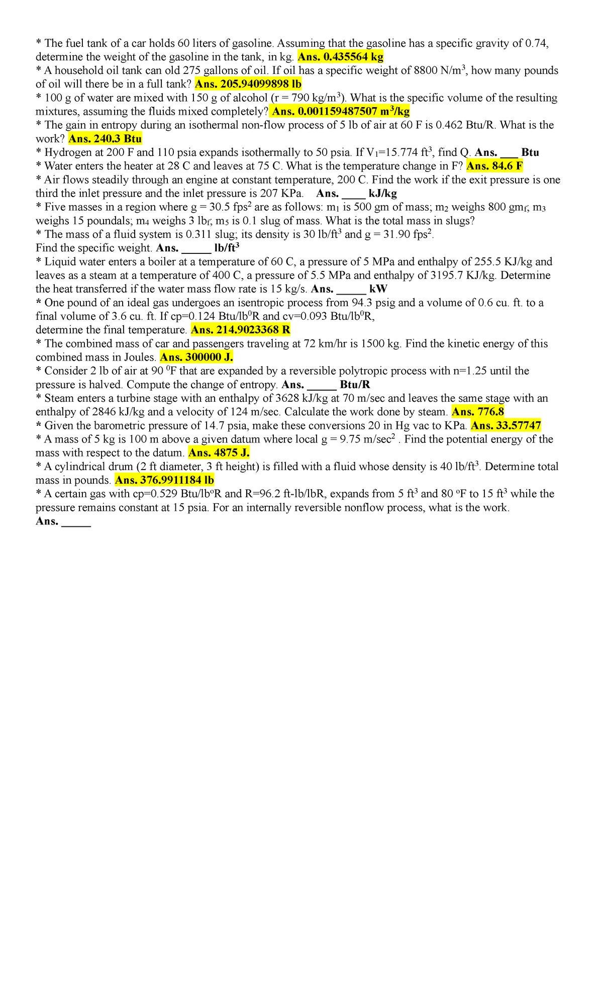 Problem Solving Questions with Answers - The fuel tank of a car holds ...