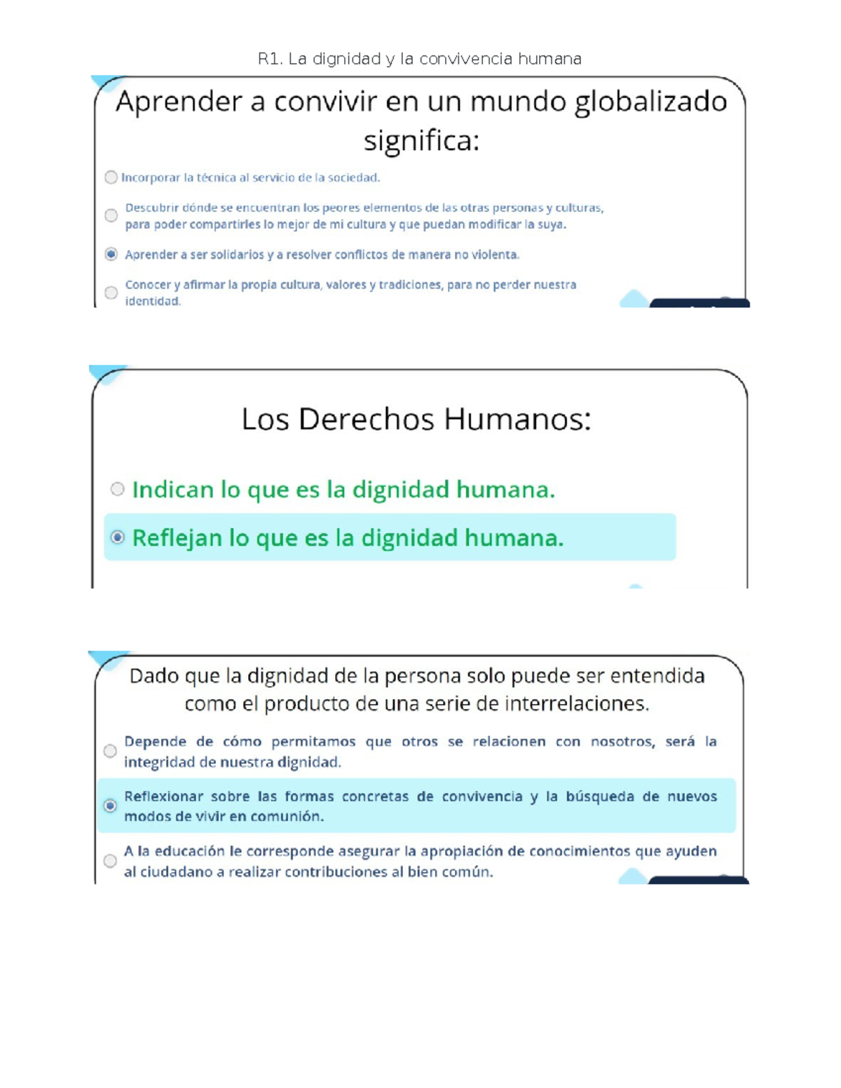 R1. La dignidad y la convivencia humana - R1. La dignidad y la ...
