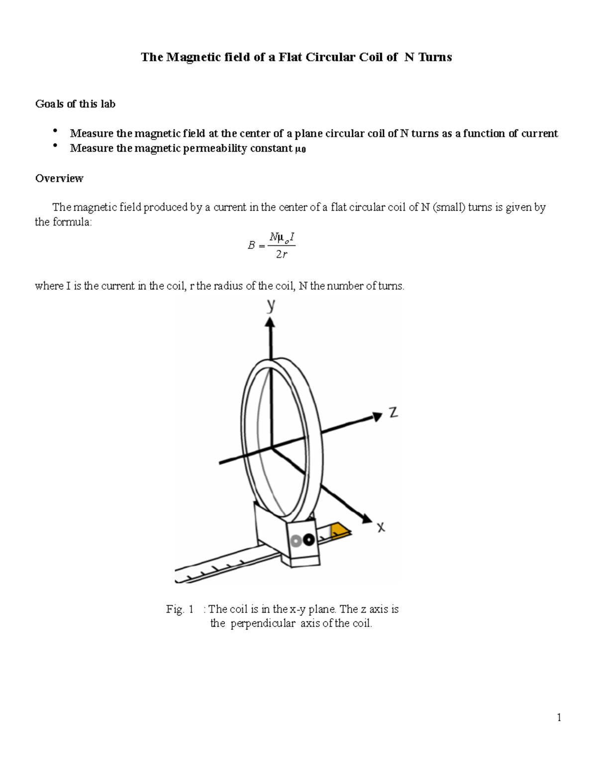 Mag Field Coil Avr With Data - The Magnetic field of a Flat Circular ...
