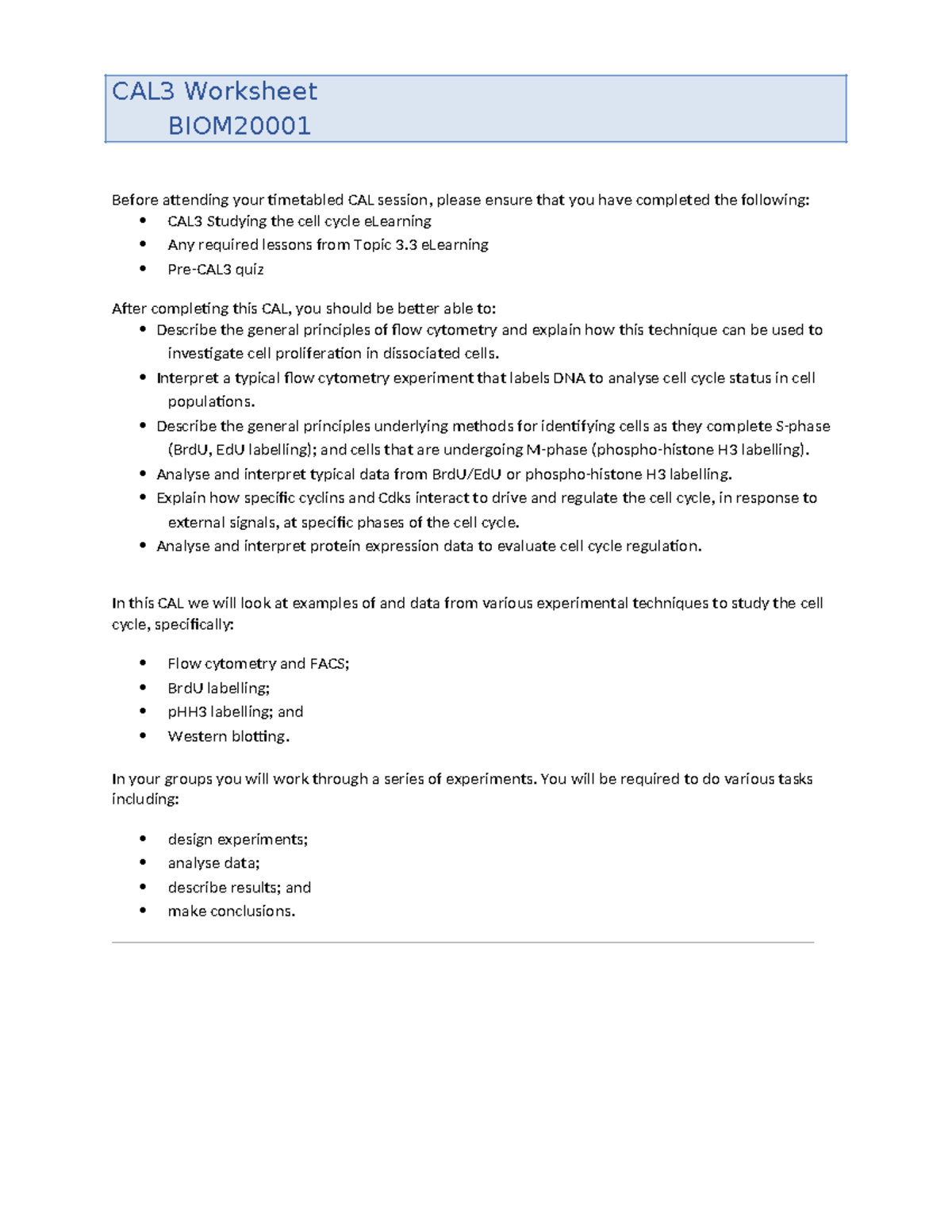 BIOM2000 1 CAL3 Worksheet 2024 - CAL3 Worksheet BIOM Before attending ...