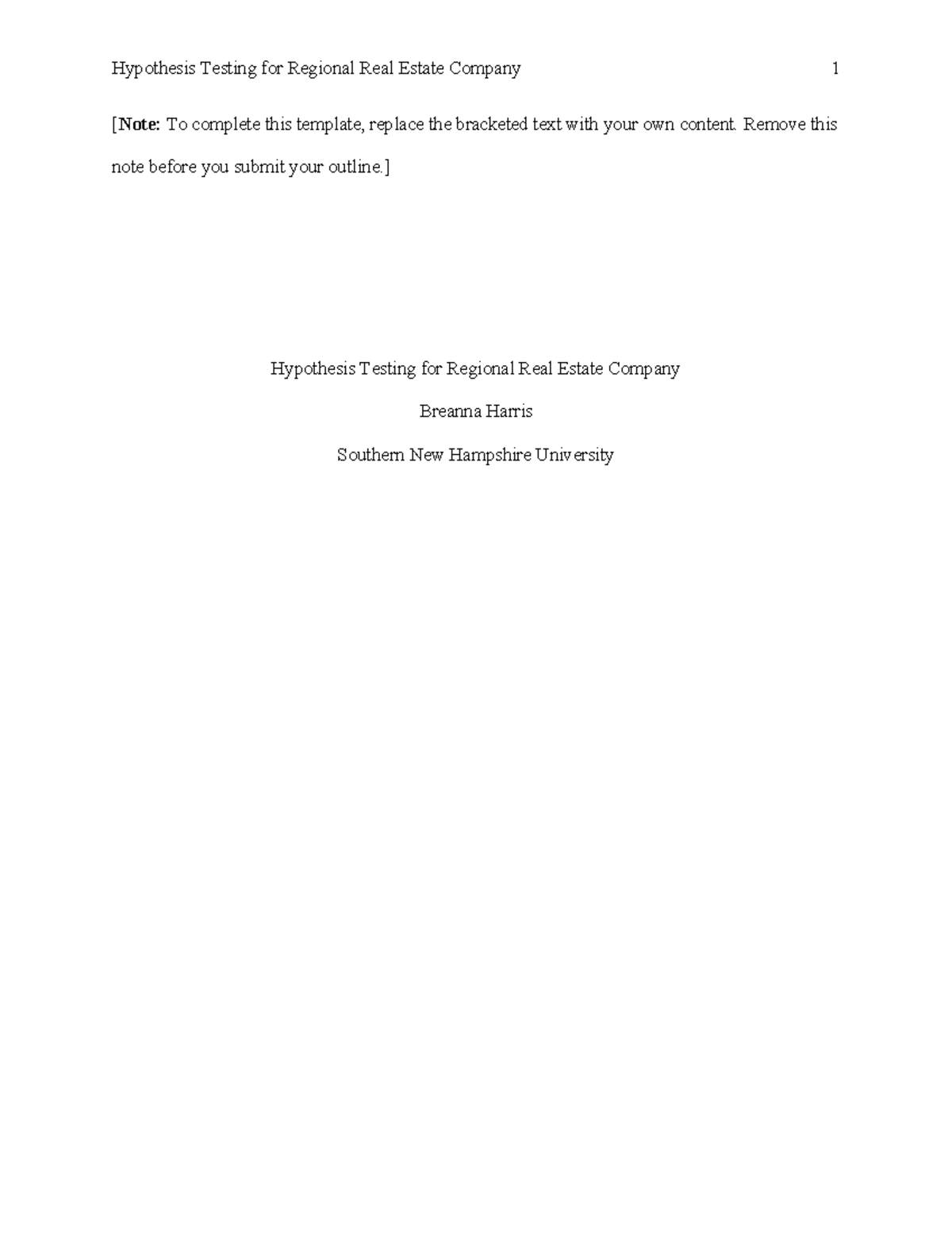 MAT 240 Module Five Assignment Template - Hypothesis Testing for ...