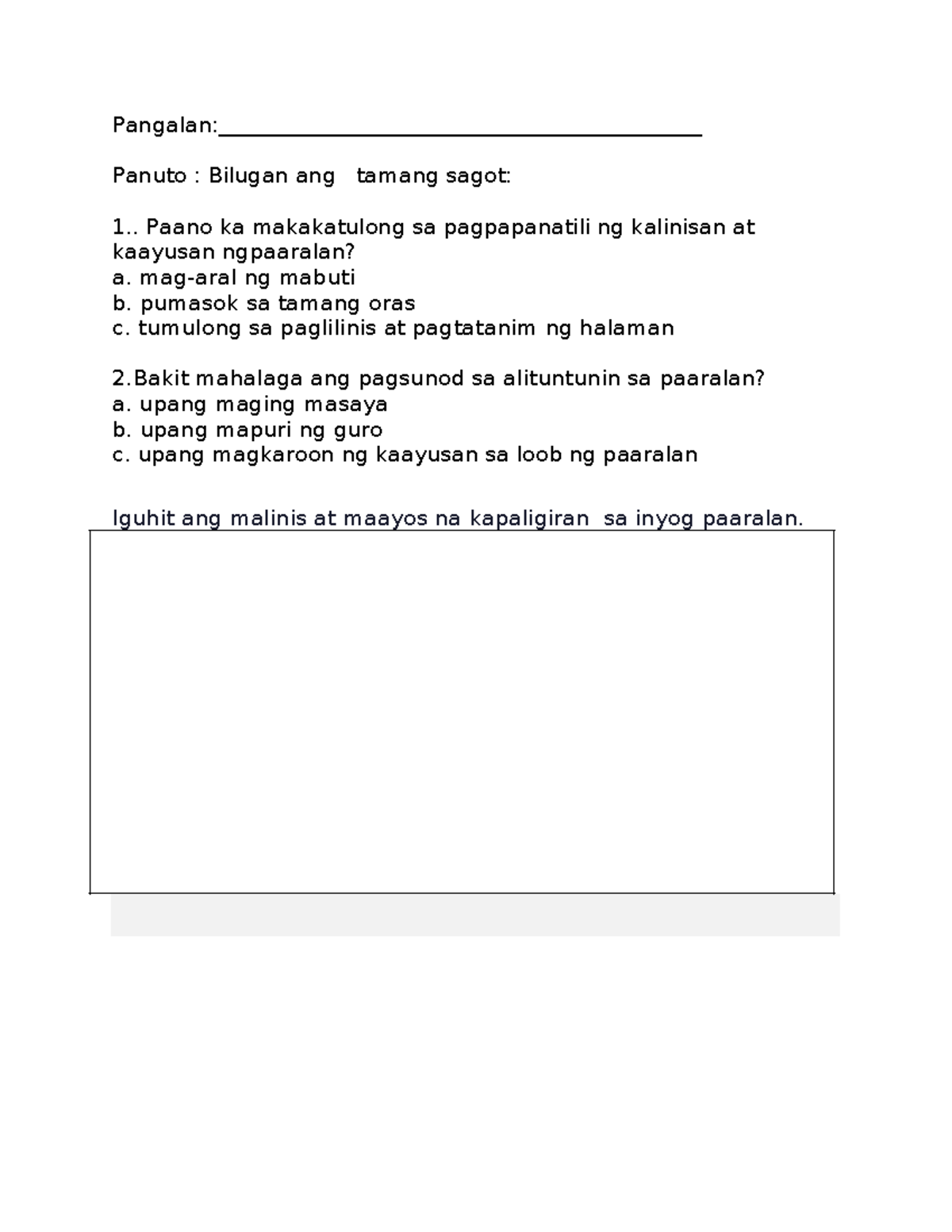 Activity ESP - PAGKAKILANLAN - Pangalan ...