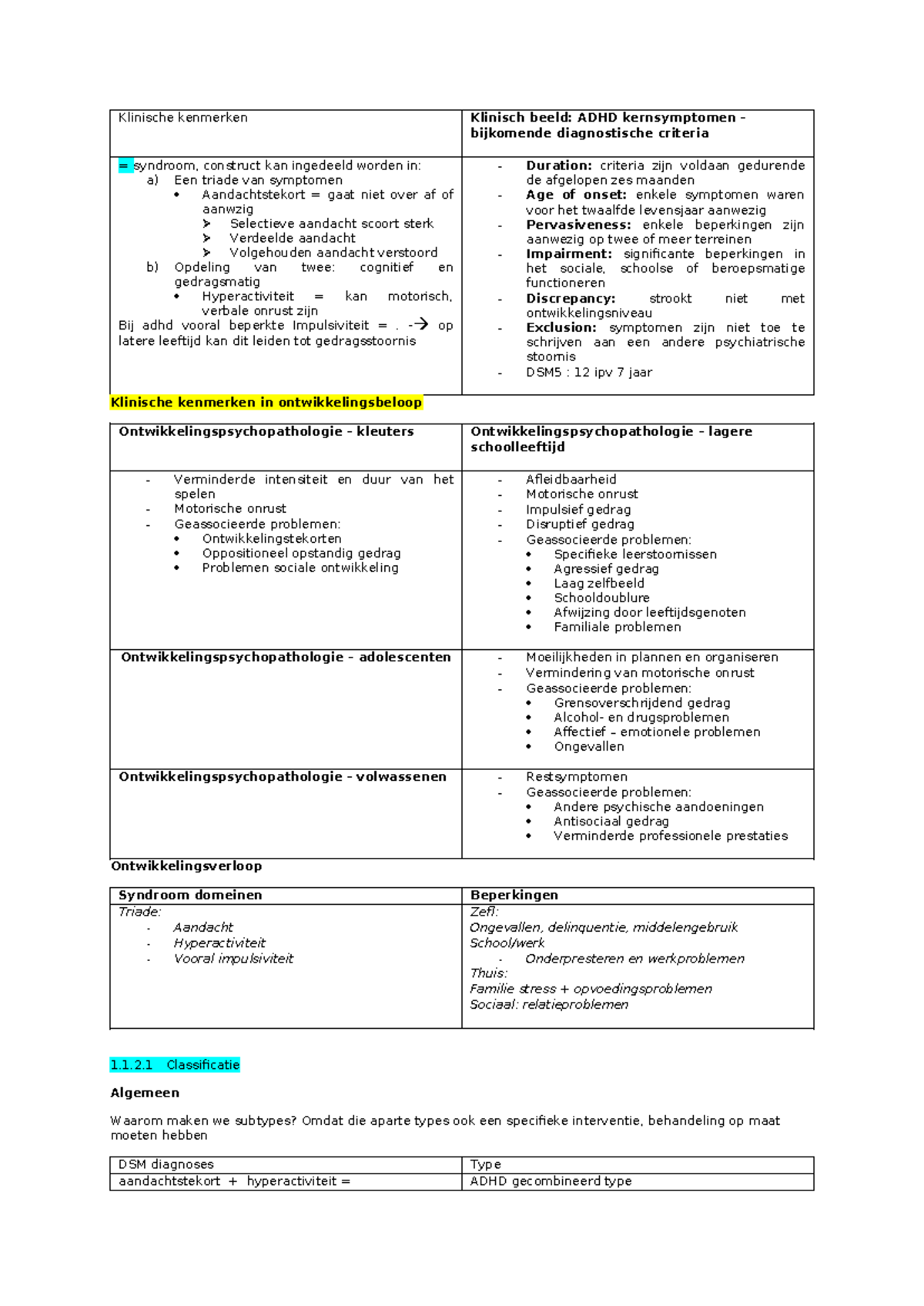 Info adhd - dfsdfsdf - Klinische kenmerken Klinisch beeld: ADHD ...