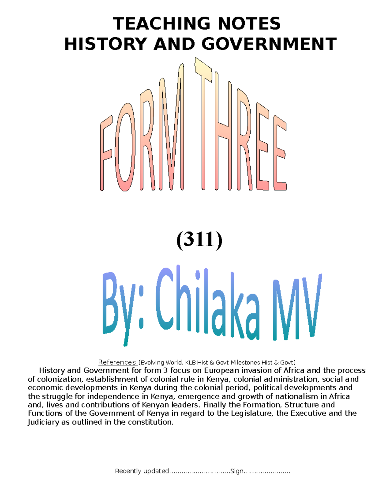 F3 Evolving - History and Government notes - TEACHING NOTES HISTORY AND ...