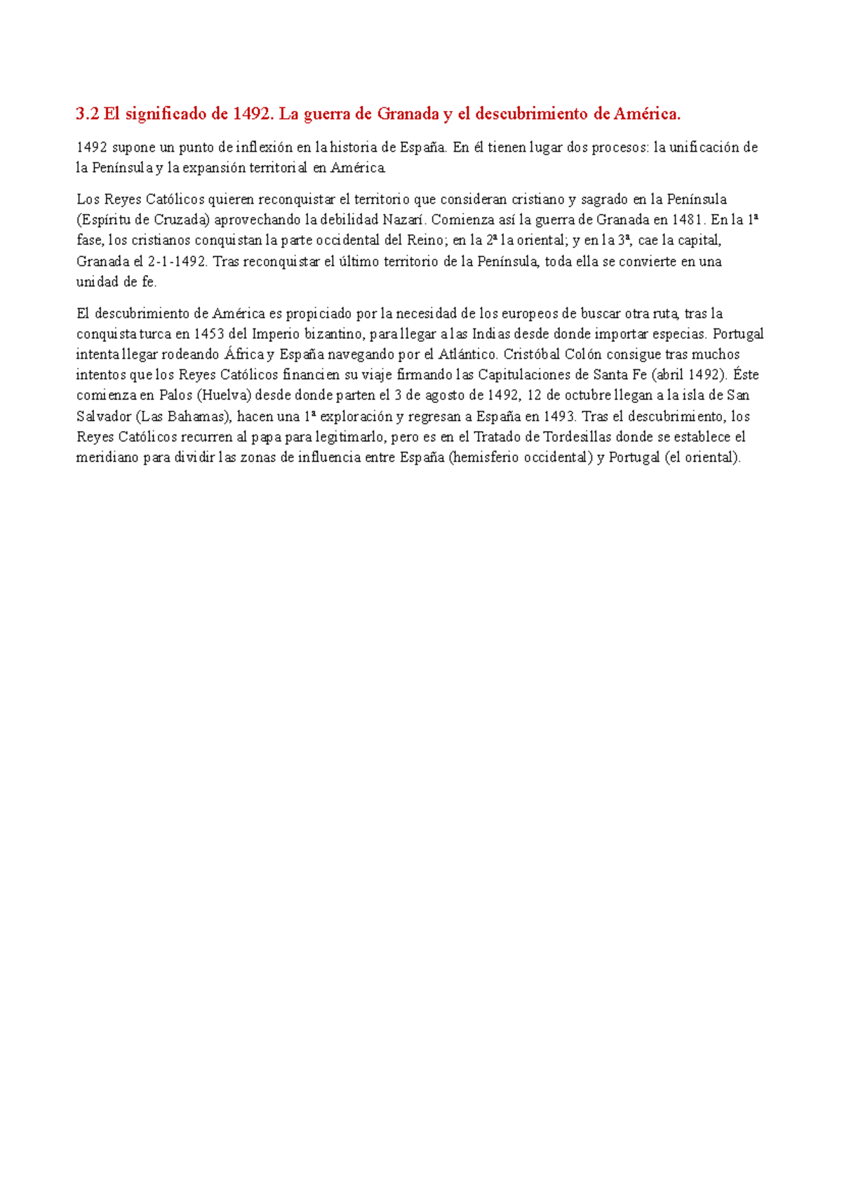 3.2 1492. La guerra de Granada y el descubrimiento de América - 3 El significado de 1492. La ...