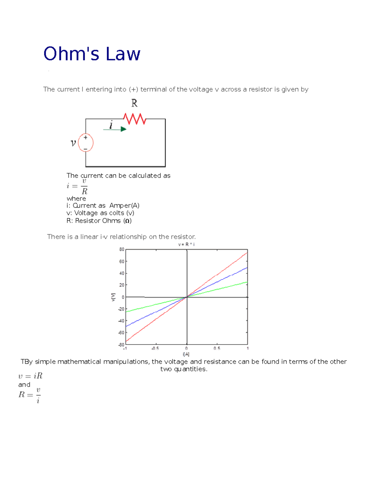 Ohm`s law Summary lecture geijoerigjpoierjgoip - Ohm's Law The current ...