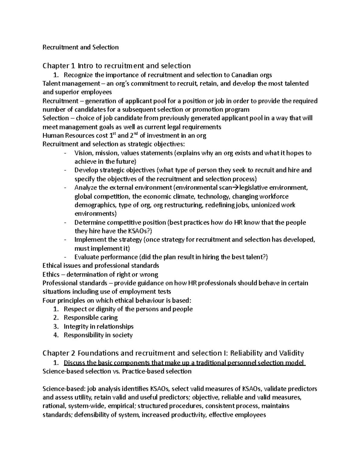 Recruitment and Selection - Recruitment and Selection Chapter 1 Intro ...