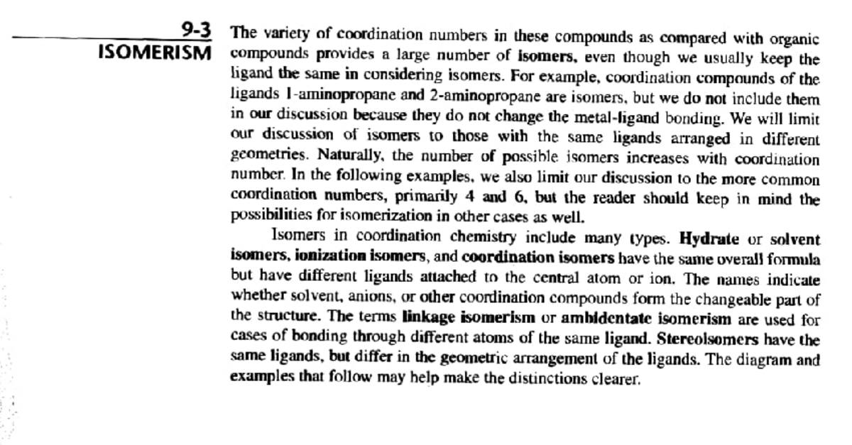 Isomerism in coordination complexes - 9-3 The variety of coordination ...